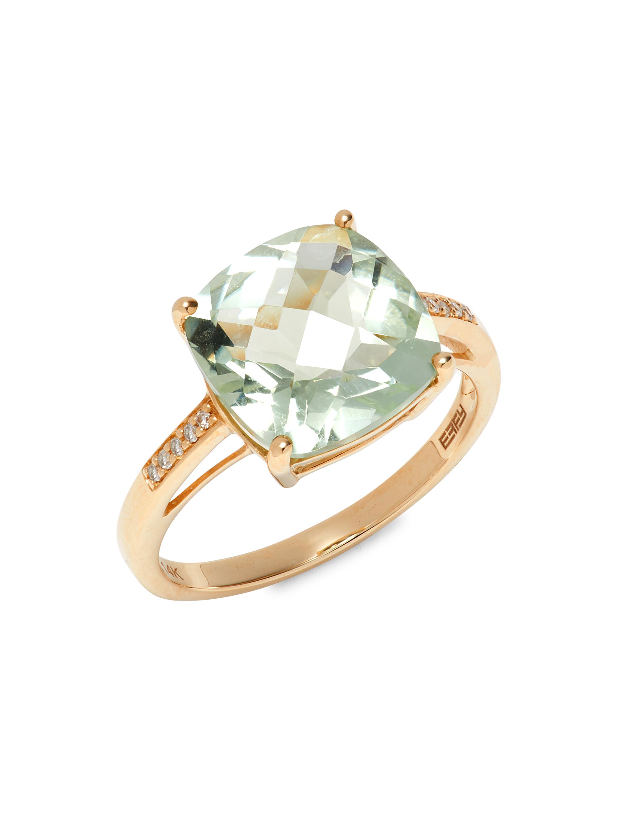 Click here for Effy Womens August 14K Yellow Gold  Green Amethyst... prices