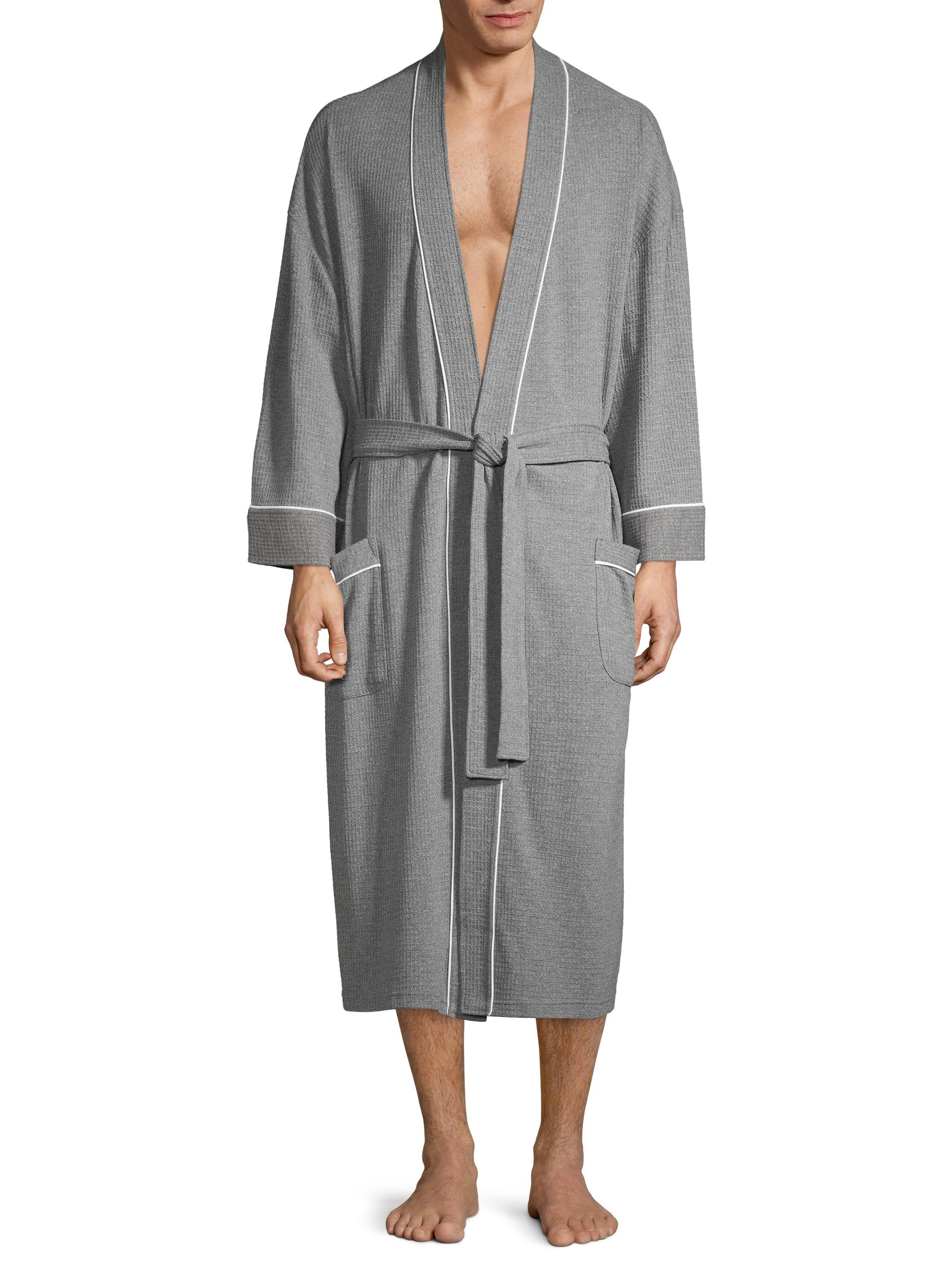 Click here for Saks Fifth Avenue Mens Waffle Knit Robe - Fog - Si... prices