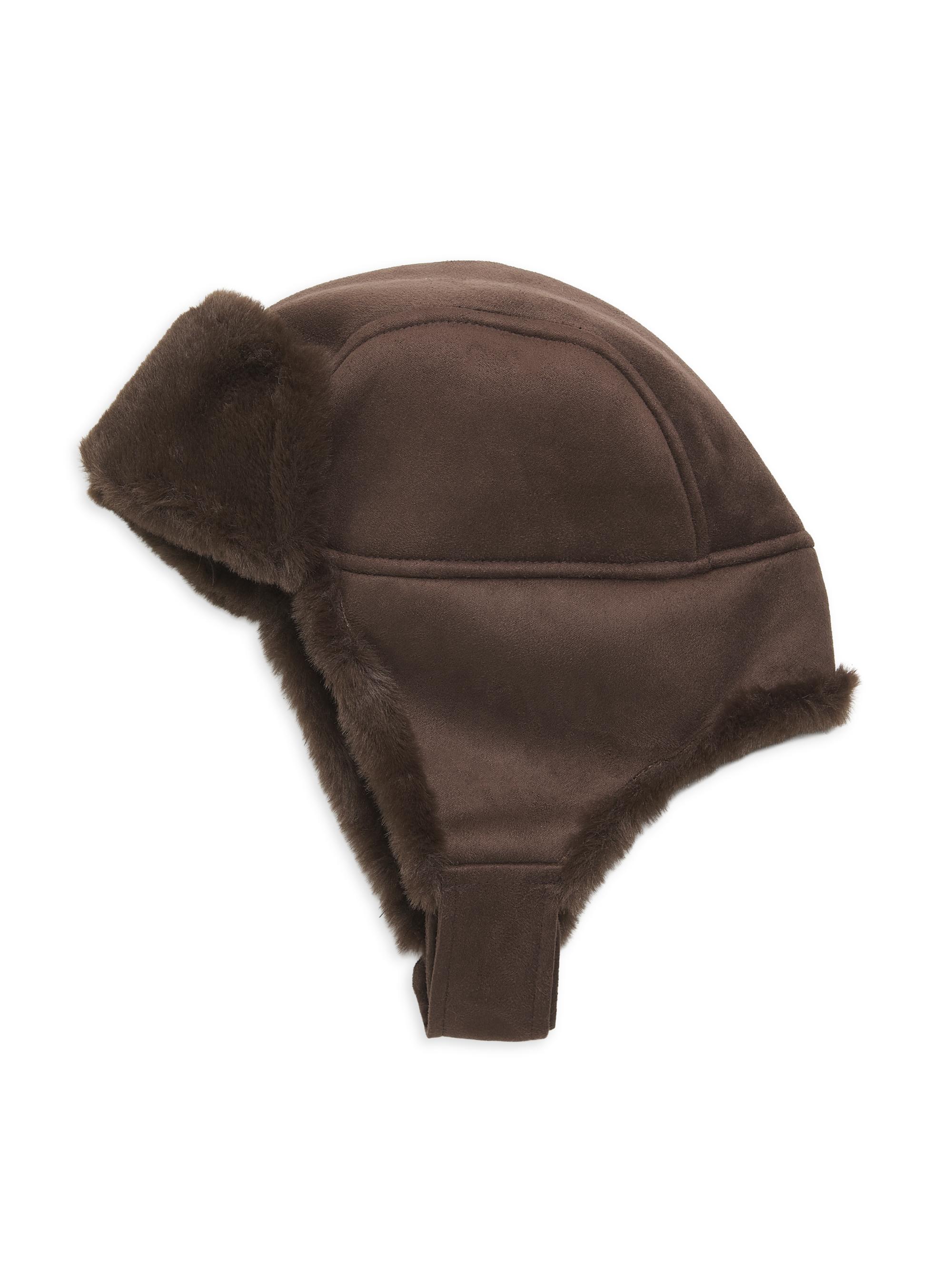 Click here for Surell Mens Faux Shearling Aviator Hat - Brown prices