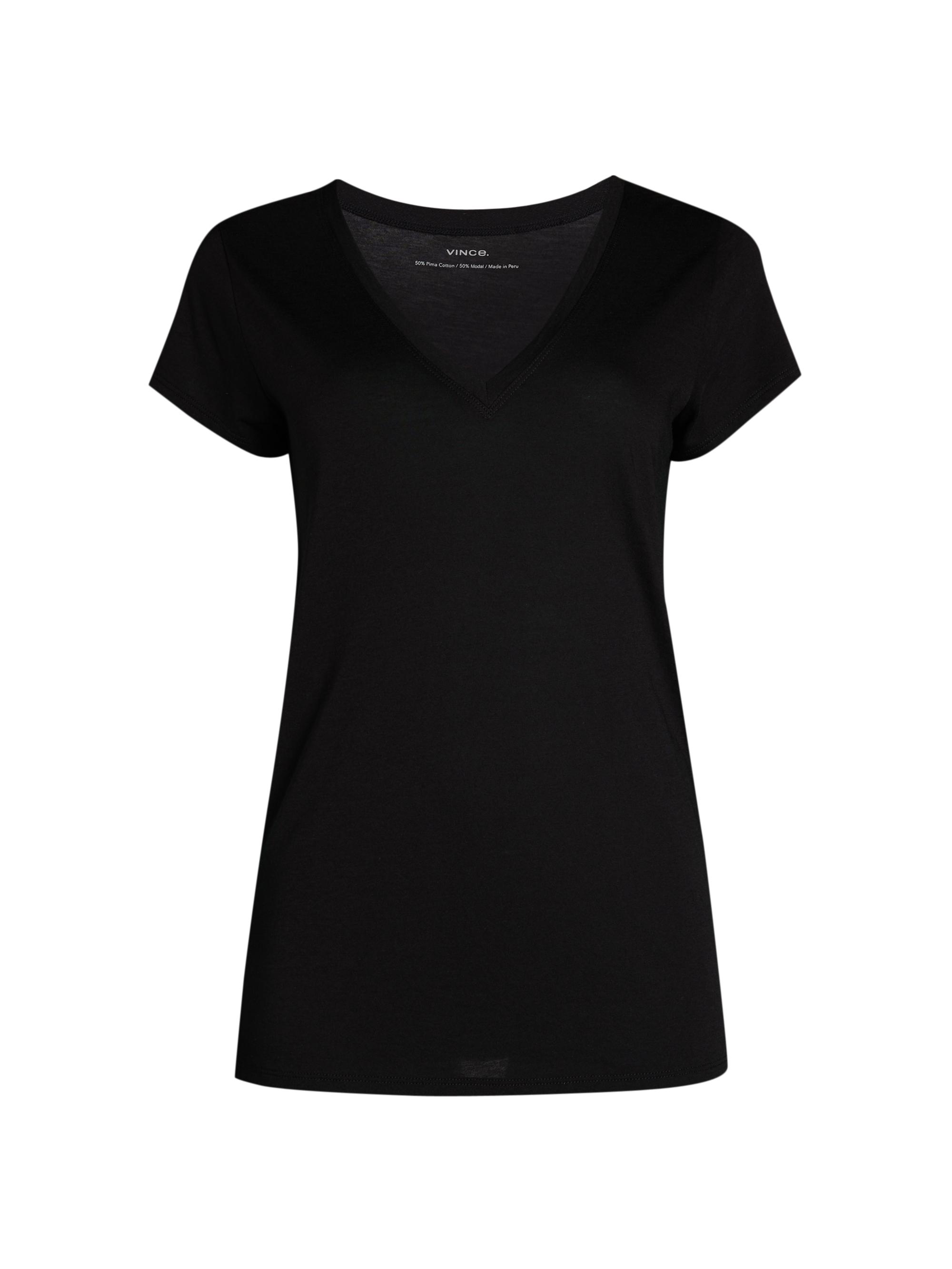 Click here for Vince Womens Little Boy V-Neck Tee - Black - Size... prices