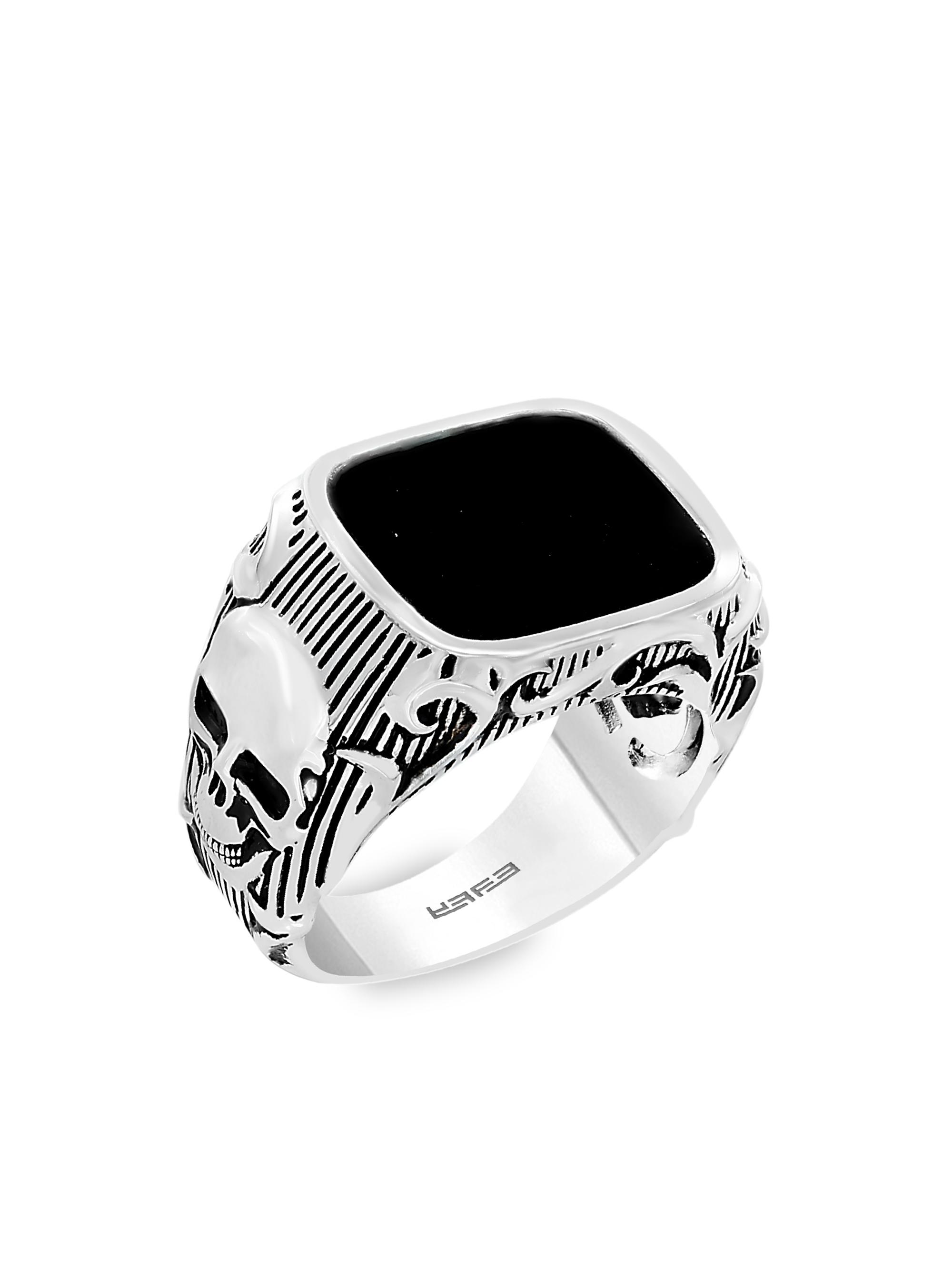 Click here for Effy Mens Sterling Silver & Onyx Ring - Black - Si... prices