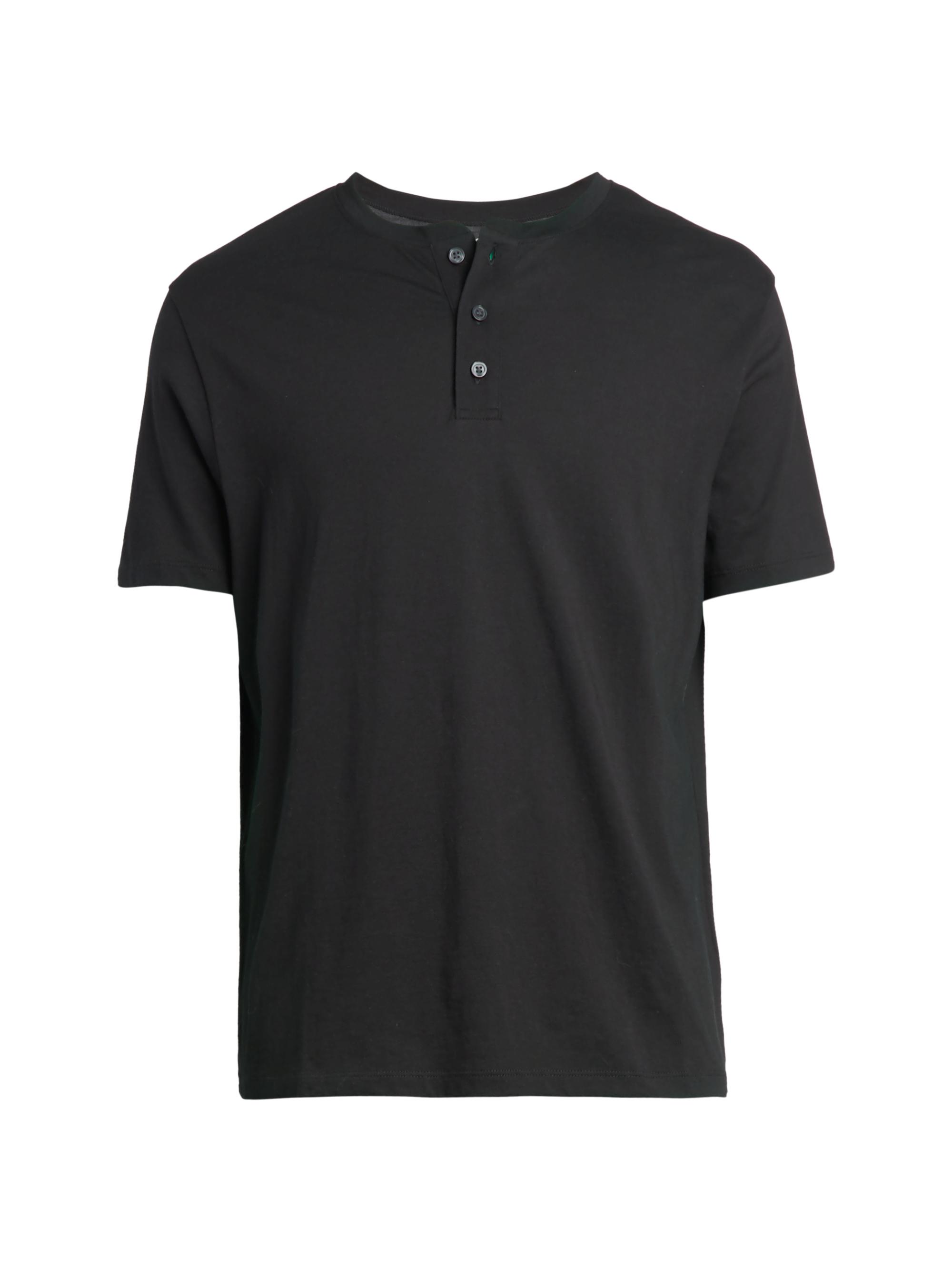 Click here for Vince Mens Pima Cotton Henley - Black - Size M prices