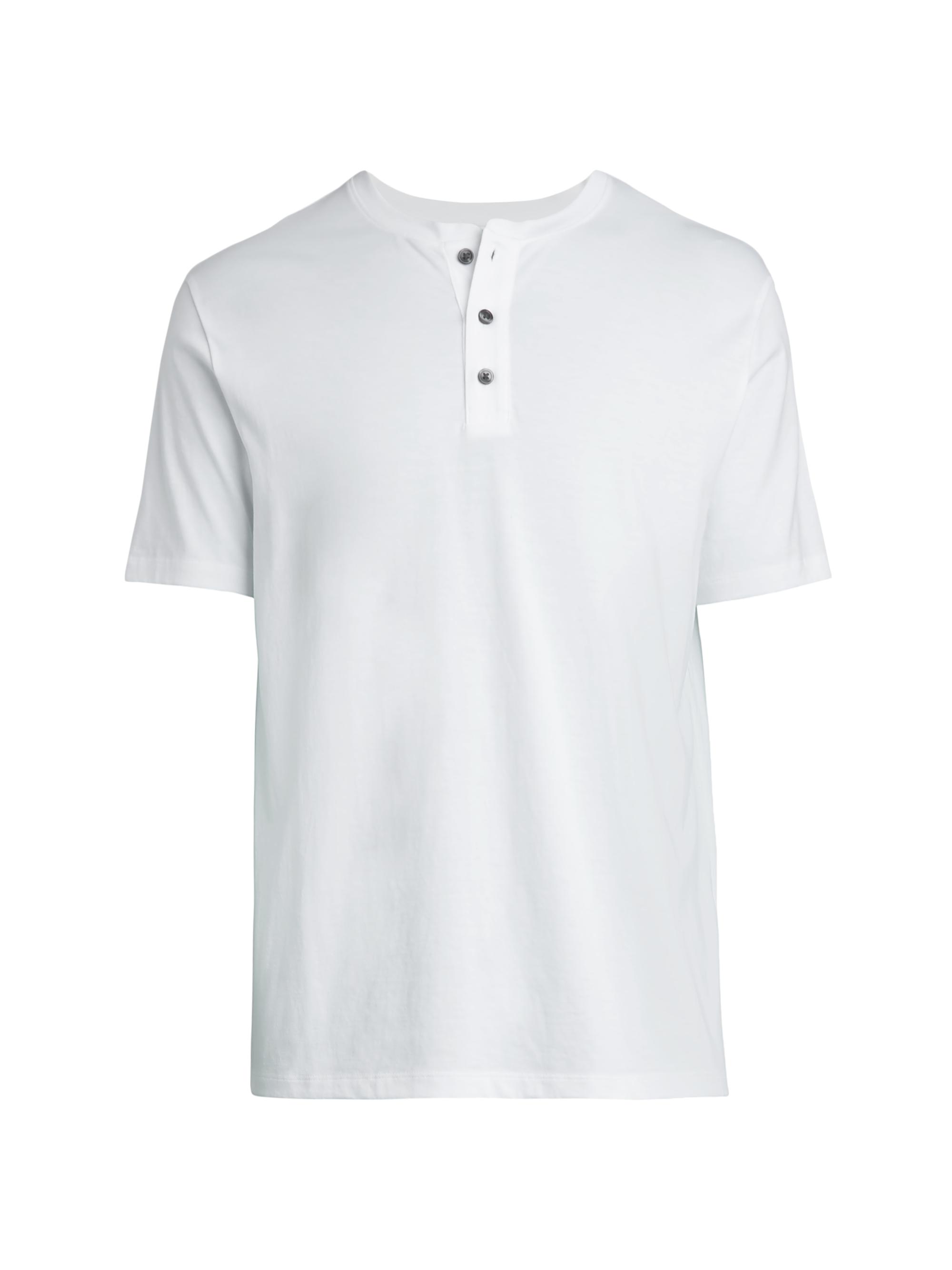 Click here for Vince Mens Pima Cotton Henley - Optic White - Size... prices