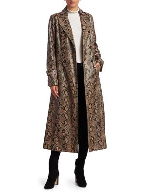 Frame Python-Embossed Leather Trench Coat on SALE | Saks OFF 5TH