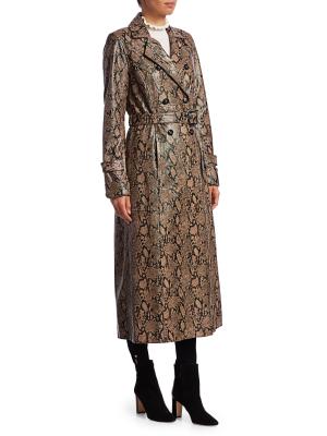 Frame Python-Embossed Leather Trench Coat on SALE | Saks OFF 5TH