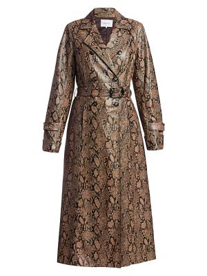 Frame Python-Embossed Leather Trench Coat on SALE | Saks OFF 5TH