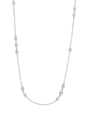 Nephora Scattered 14K White Gold & Diamond Bezel Necklace on SALE ...