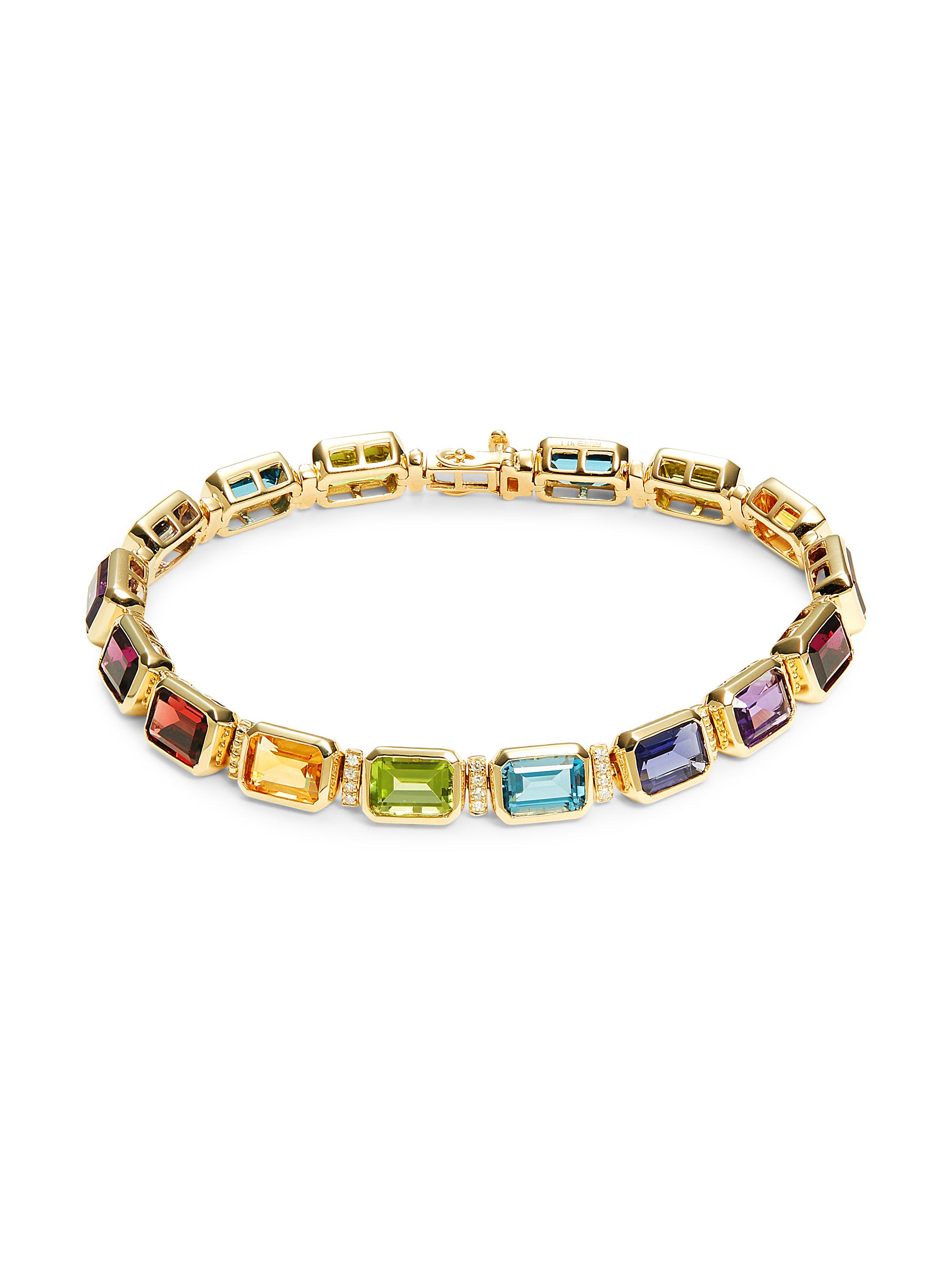 Click here for Effy Womens 14K Yellow Gold & Multi-Stone Bracelet prices