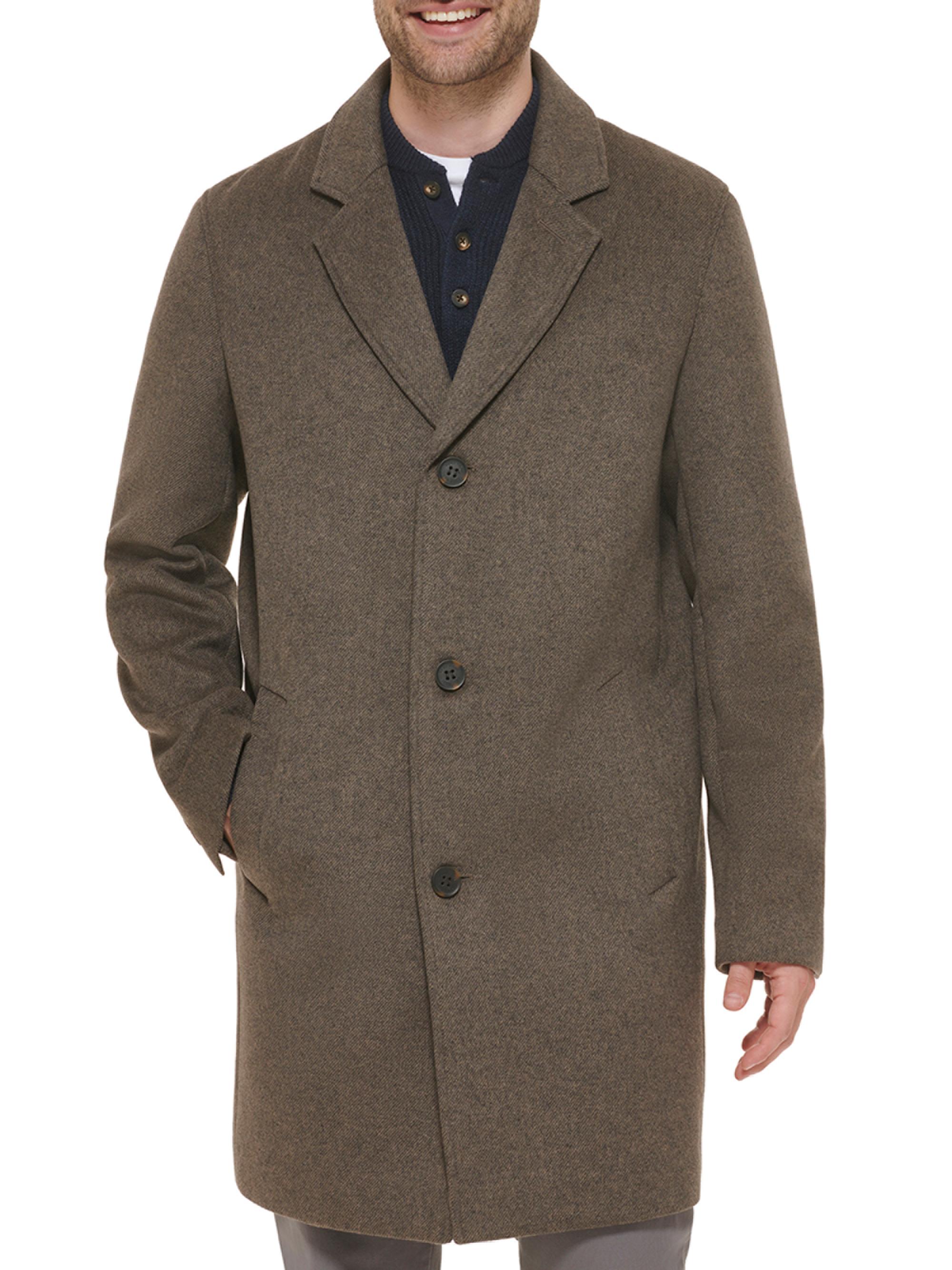 Click here for Cole Haan Mens Wool-Blend Notch Collar Coat - Truf... prices