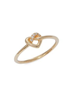 Nephora 14K Yellow Gold & Diamond Knotted Heart Ring on SALE | Saks OFF 5TH