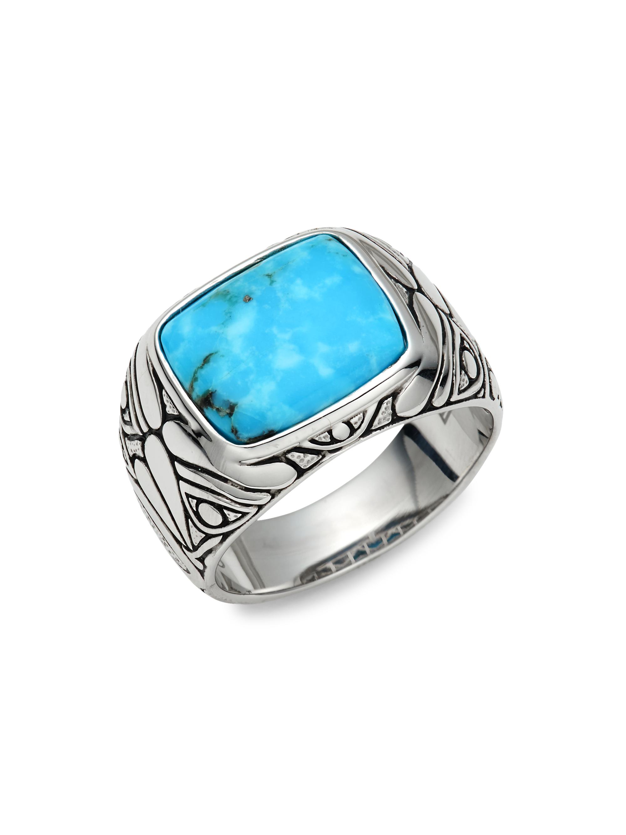 Click here for Effy Mens Sterling Silver & Turquoise Ring - Size... prices