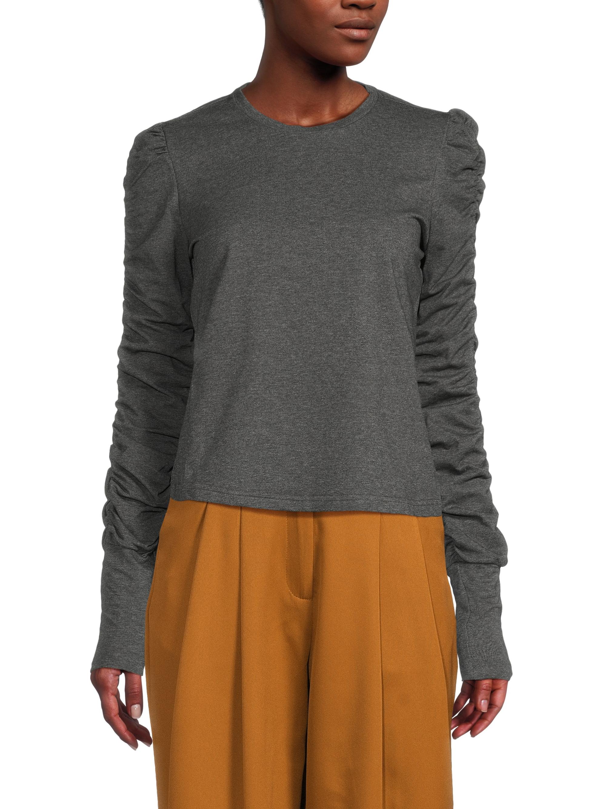 Click here for Walter Baker Womens Ruched Long-Sleeve T-Shirt - D... prices