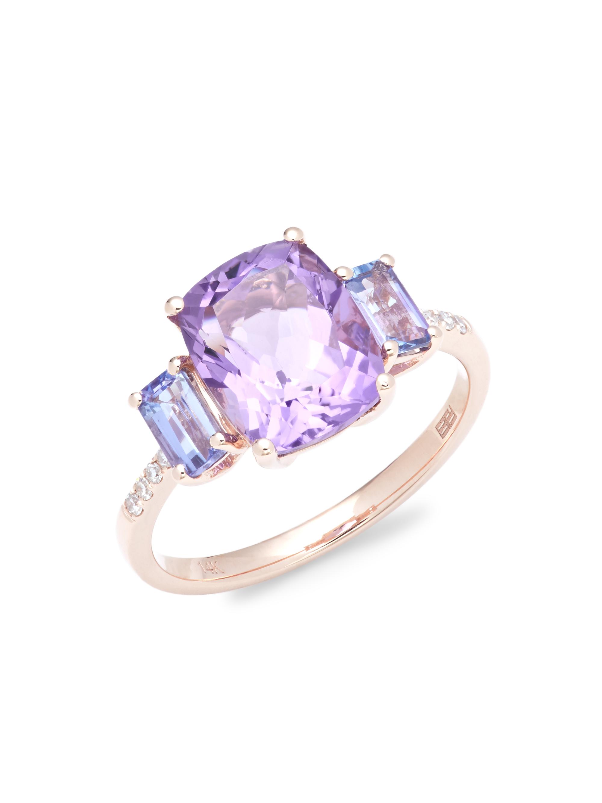 Click here for Effy Womens 14K Rose Gold & Multi-Stone Ring - Siz... prices