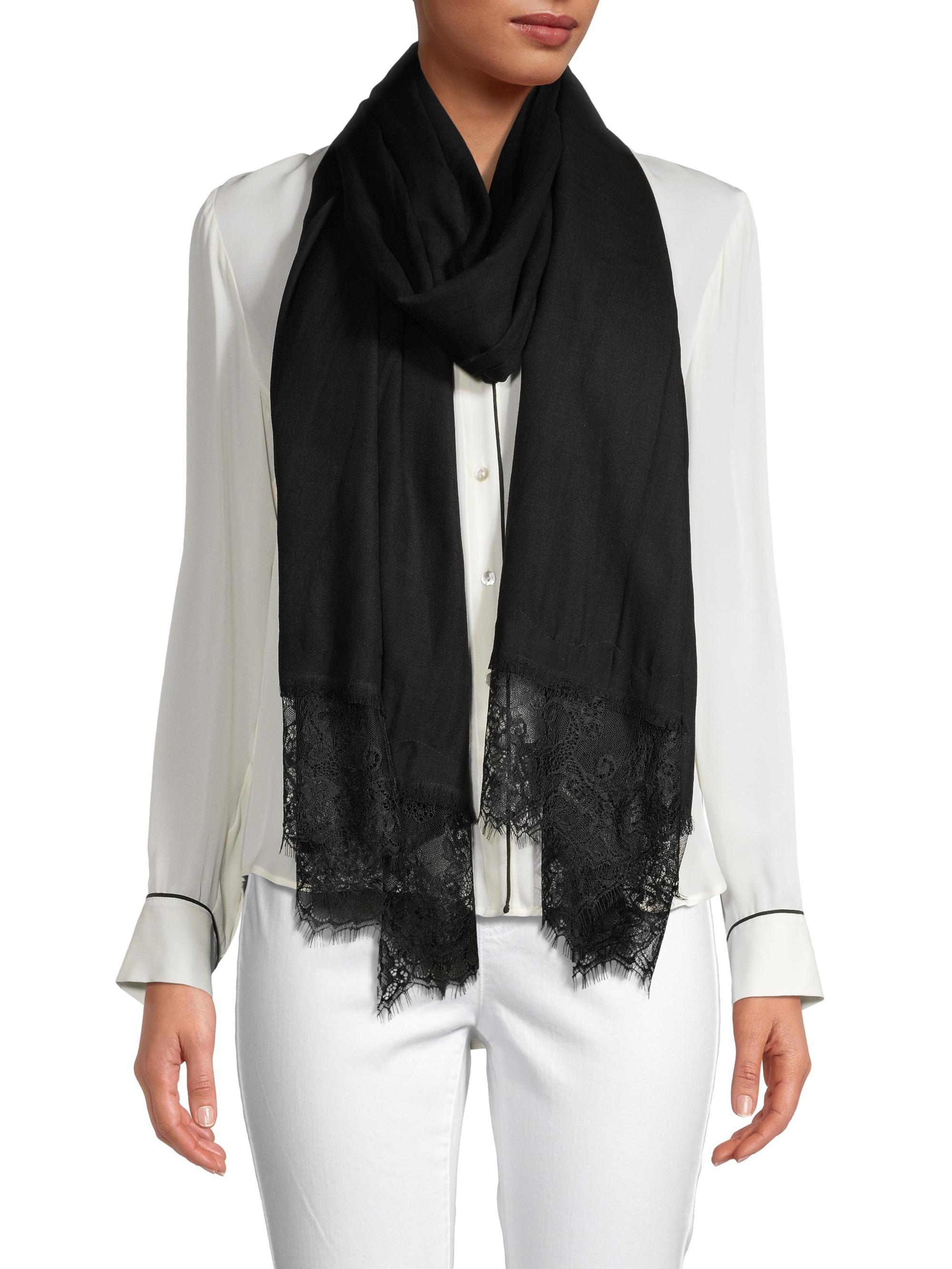 Click here for La Fiorentina Womens Wool & Silk Lace-Trim Scarf -... prices