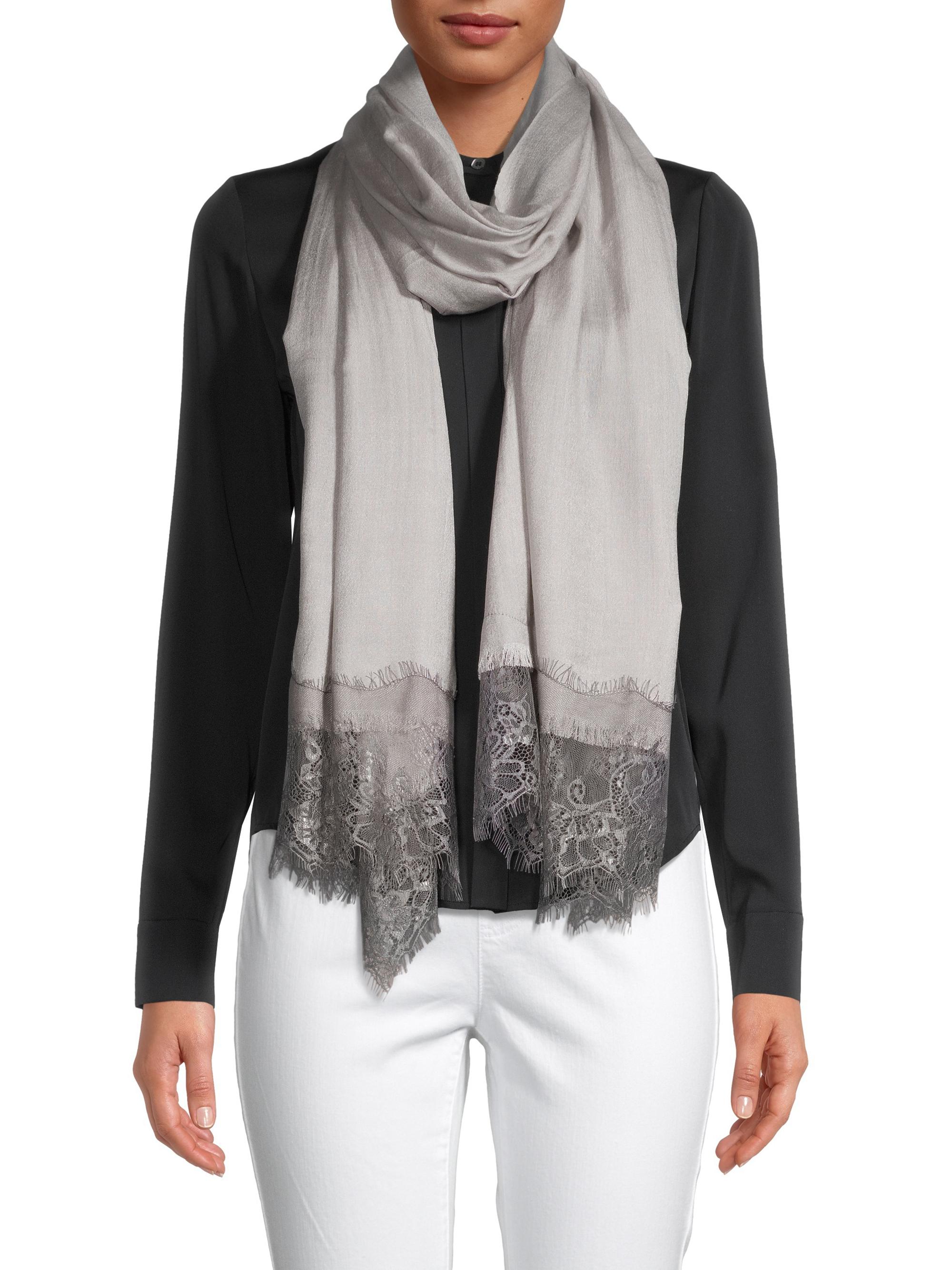 Click here for La Fiorentina Womens Wool & Silk Lace-Trim Scarf -... prices