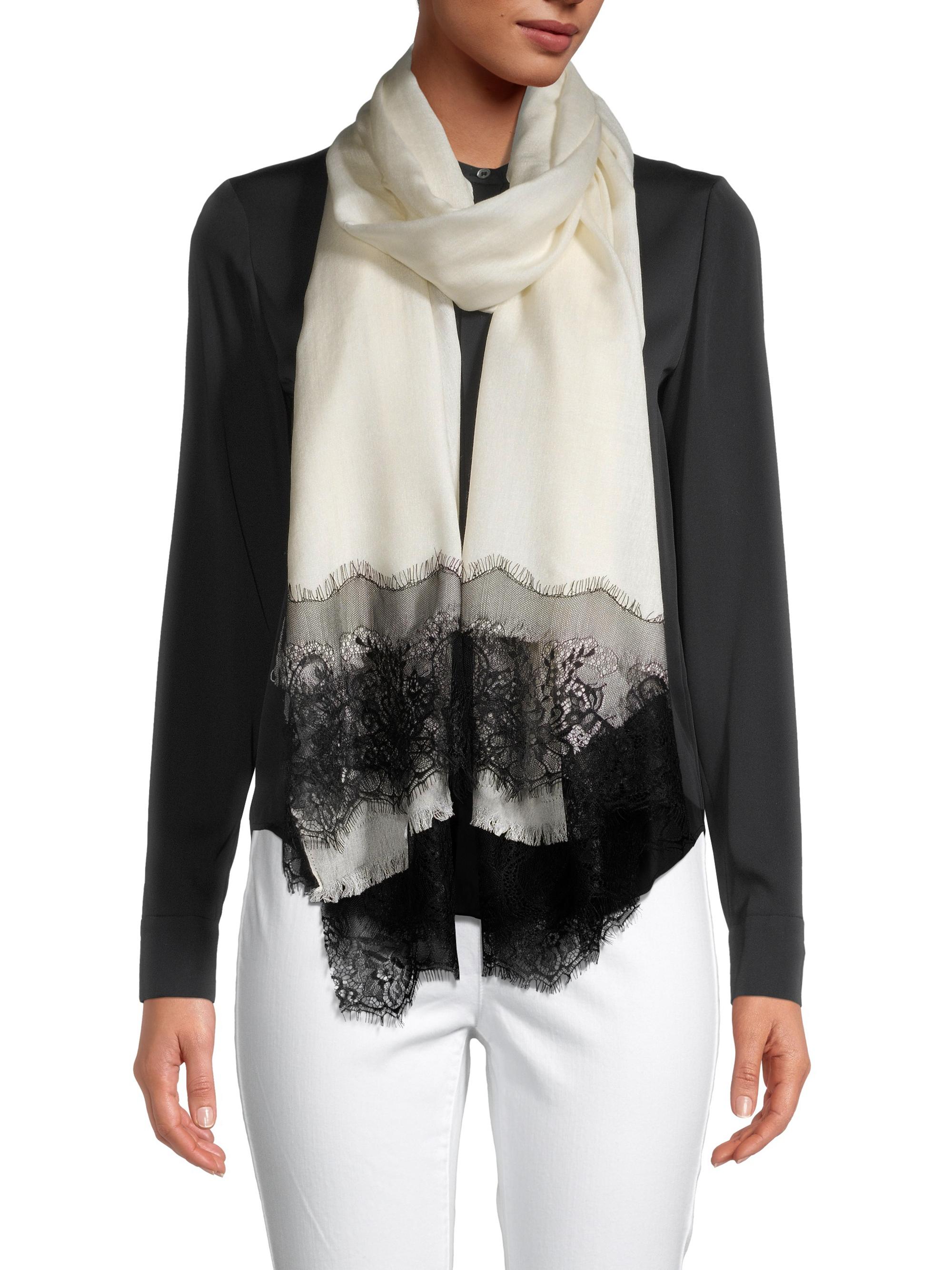 Click here for La Fiorentina Womens Wool & Silk Lace-Trim Scarf -... prices