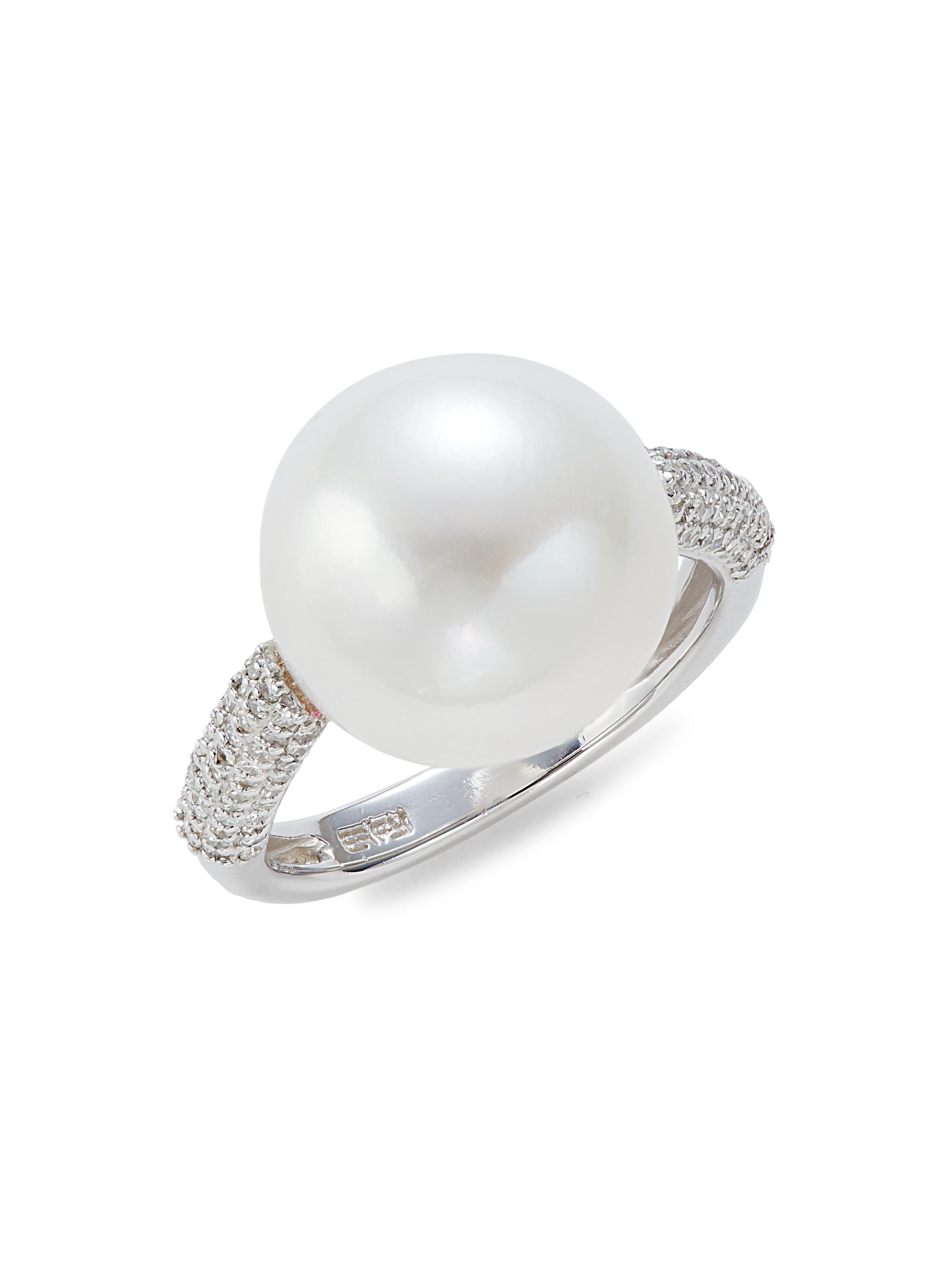 Click here for Effy Womens 14K White Gold  13MM Round Freshwater... prices