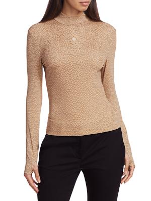 Burberry Fish-Print Mockneck Top on SALE | Saks OFF 5TH