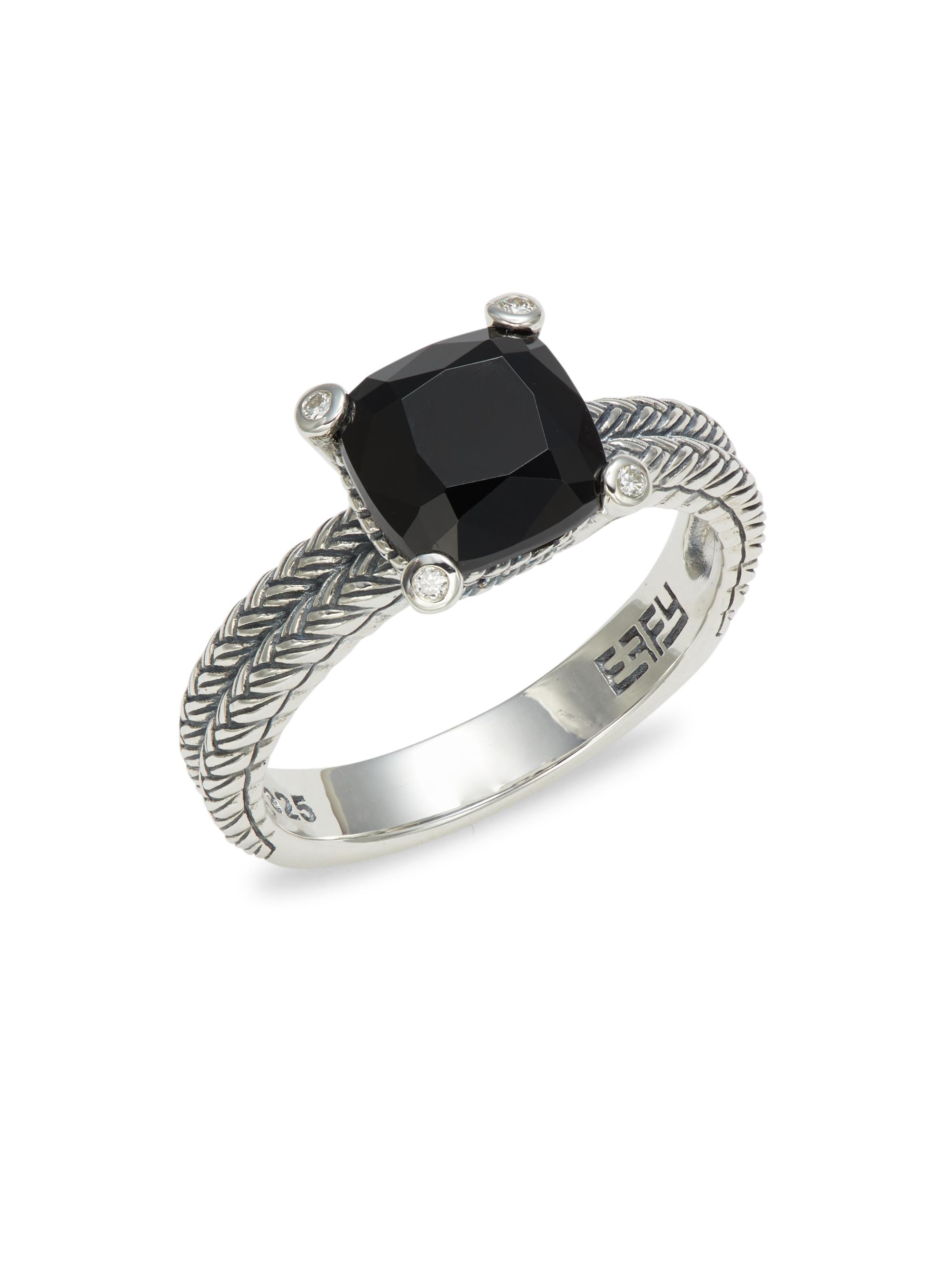 Click here for Effy Eny Womens Sterling Silver  Onyx & 0.03 TCW D... prices