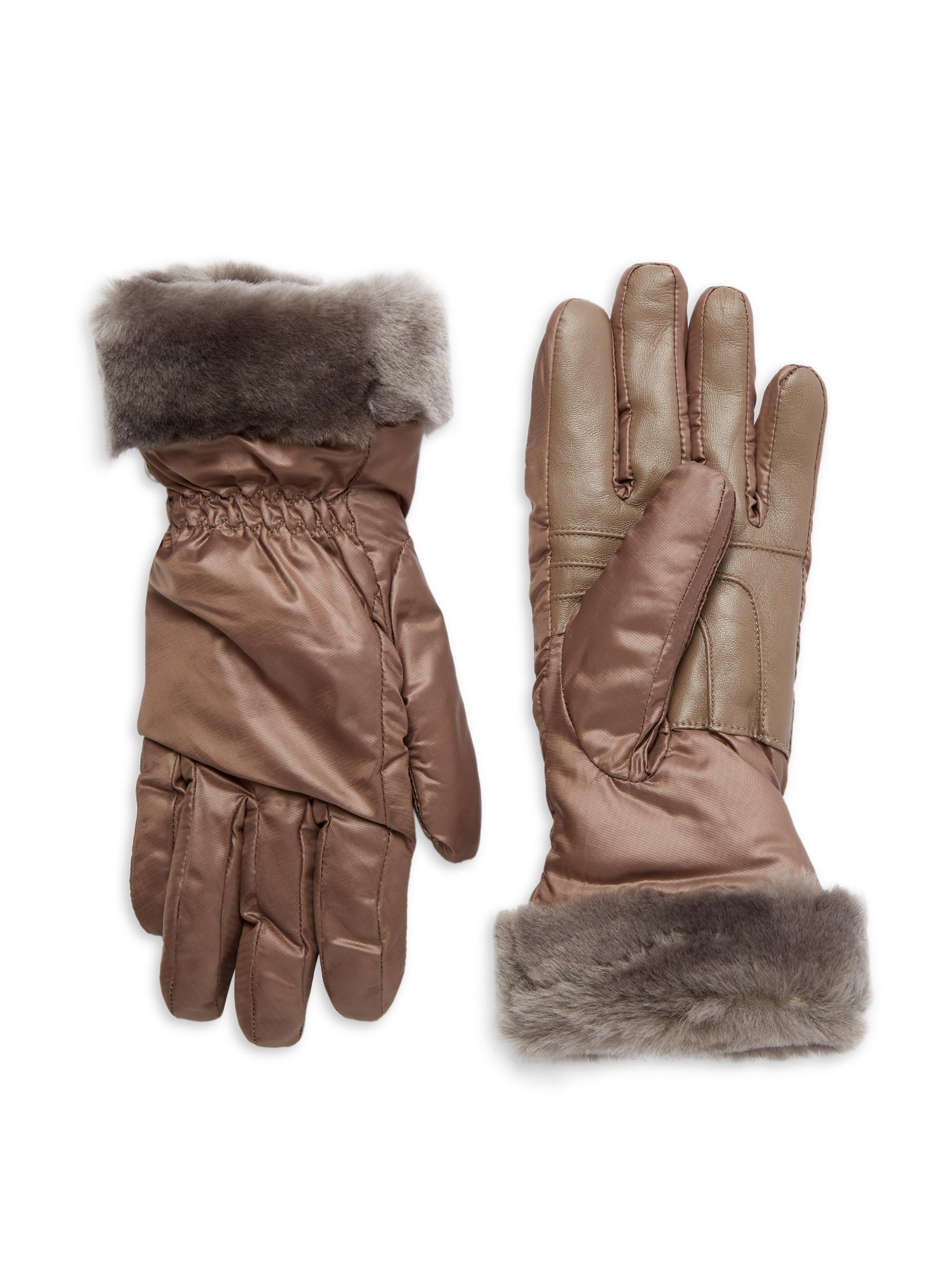 Click here for Ugg Womens Shearling-Trim Leather-Palm Gloves - St... prices