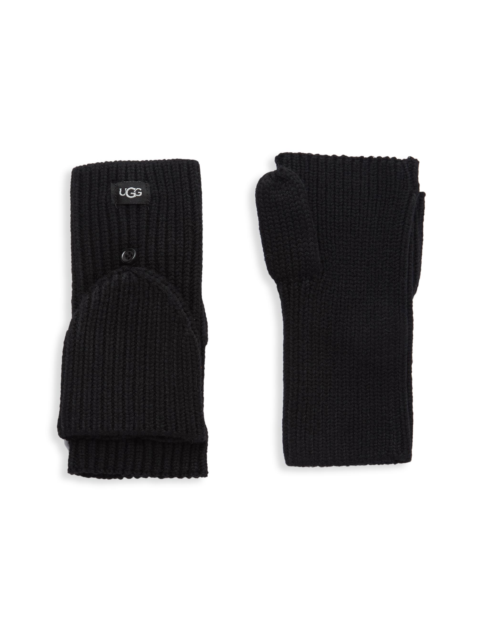 Click here for Ugg Womens Flip-Top Fingerless Gloves - Black prices