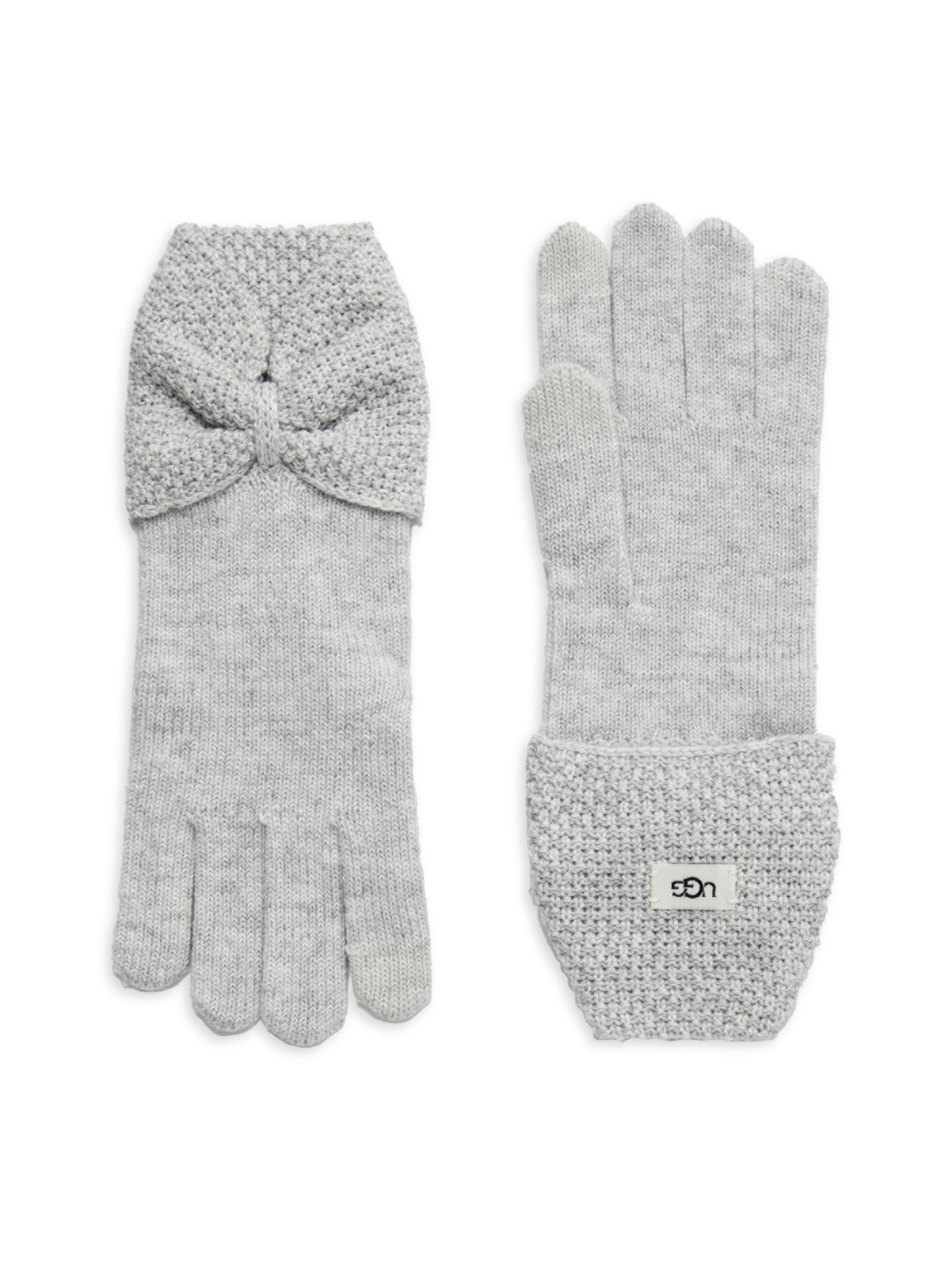 Click here for Ugg Womens Bow Wool Blend Tech Gloves - Grey prices
