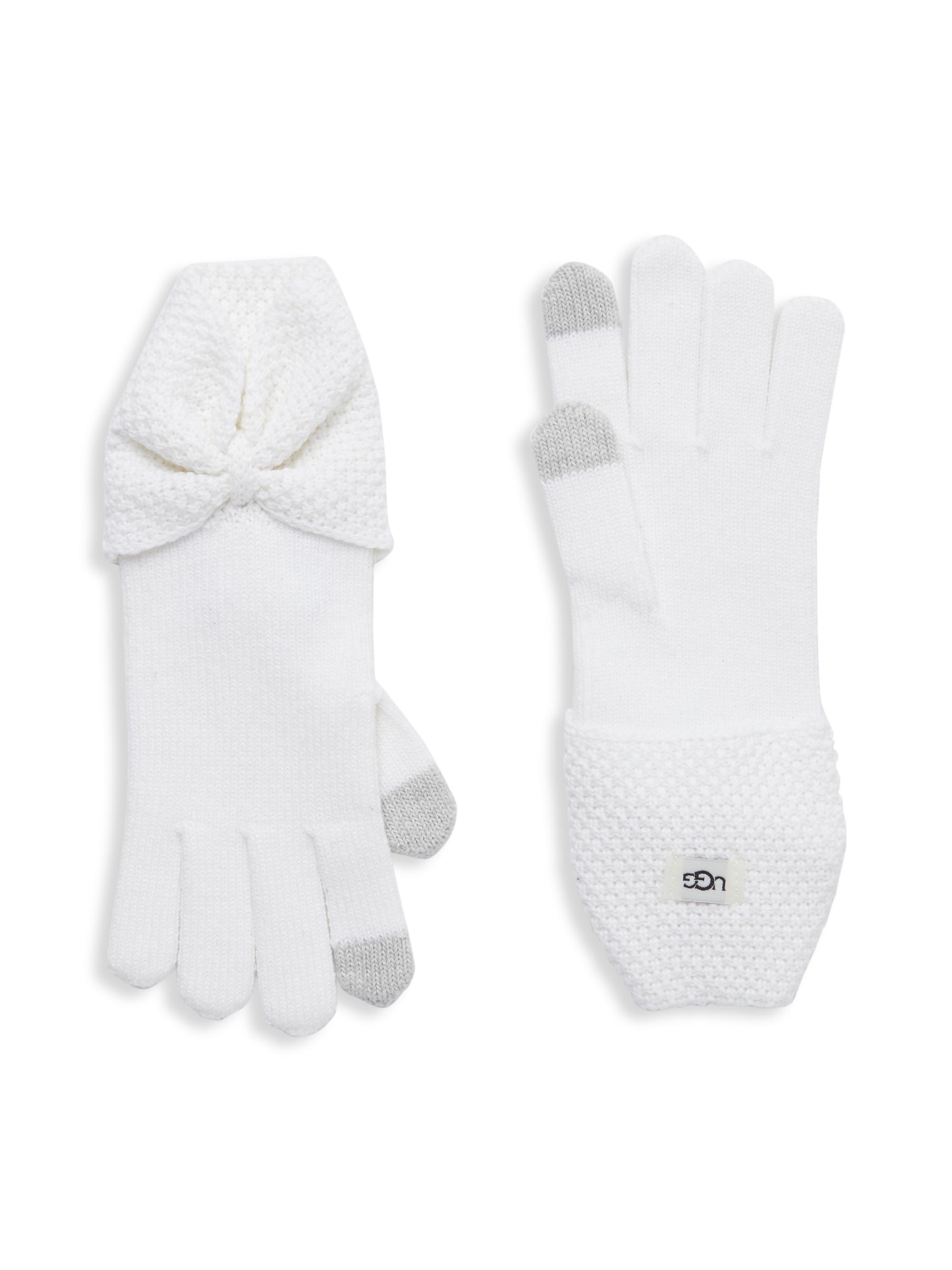 Click here for Ugg Womens Bow Wool Blend Tech Gloves - Ivory prices