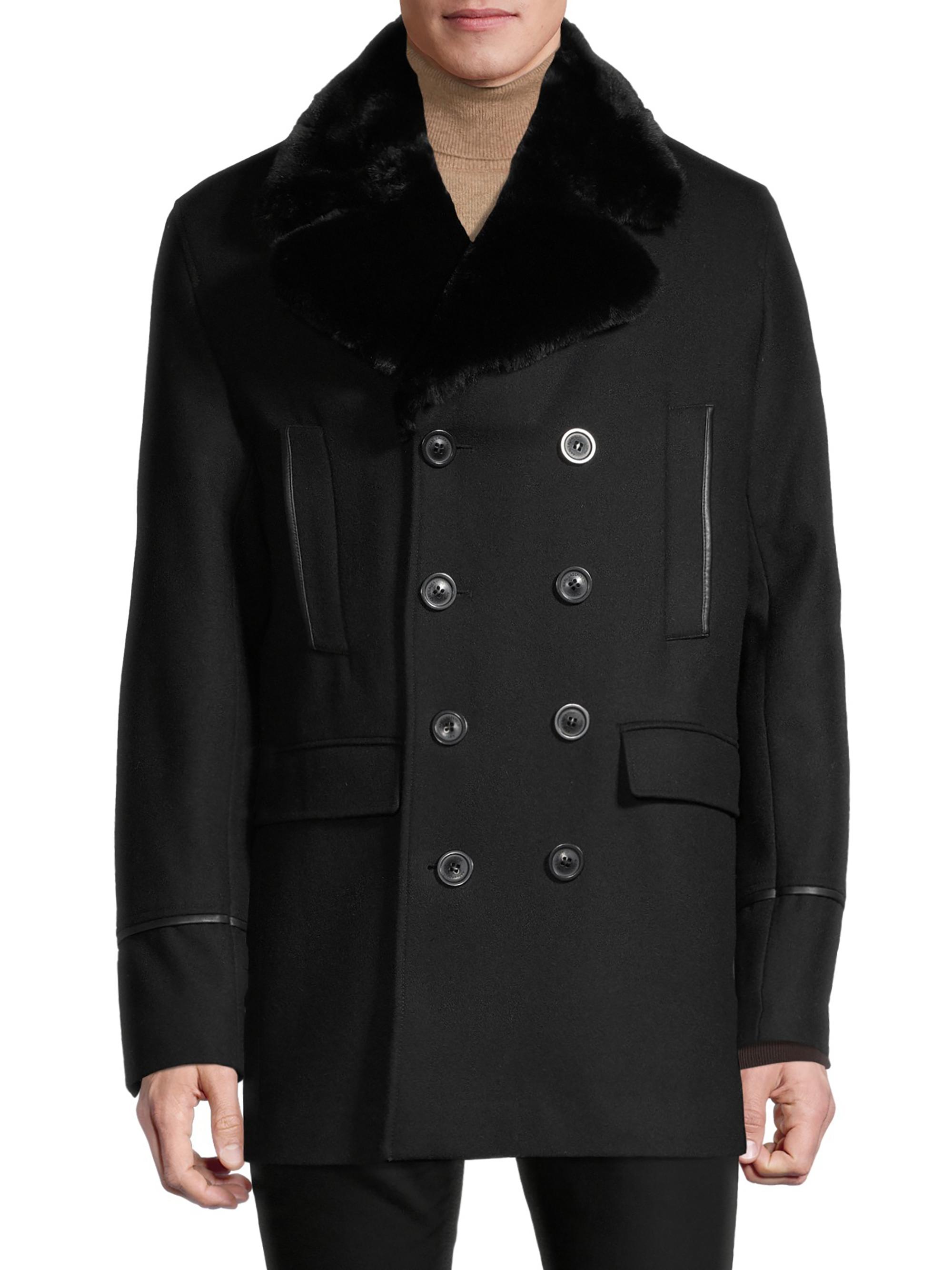 Click here for Karl Lagerfeld Paris Mens Faux Fur-Collar & Wool-B... prices