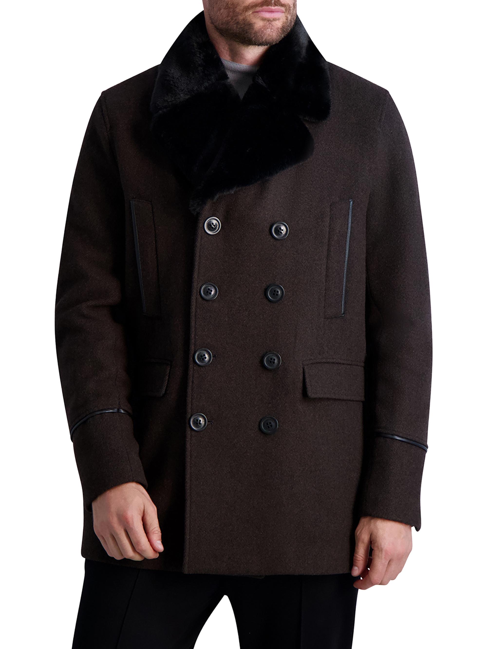 Click here for Karl Lagerfeld Paris Mens Faux Fur-Collar & Wool-B... prices