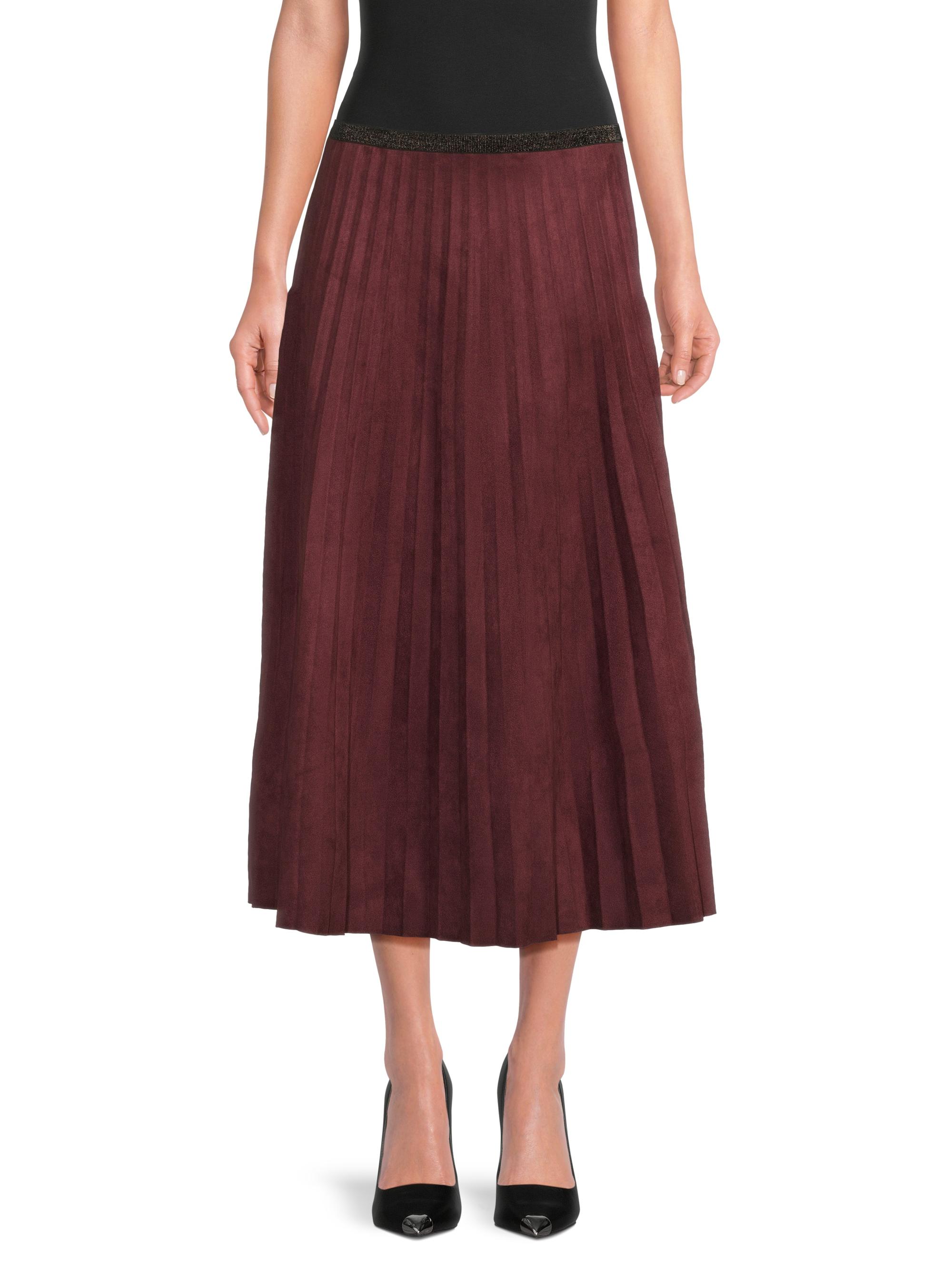 Click here for Yal New York Womens Faux Suede Accordion-Pleated M... prices