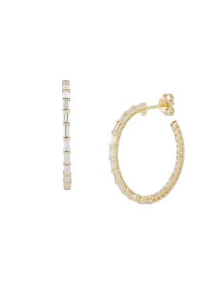 Nephora 14K Yellow Gold & 1 TCW Baguette Diamond Hoop Earrings on SALE ...
