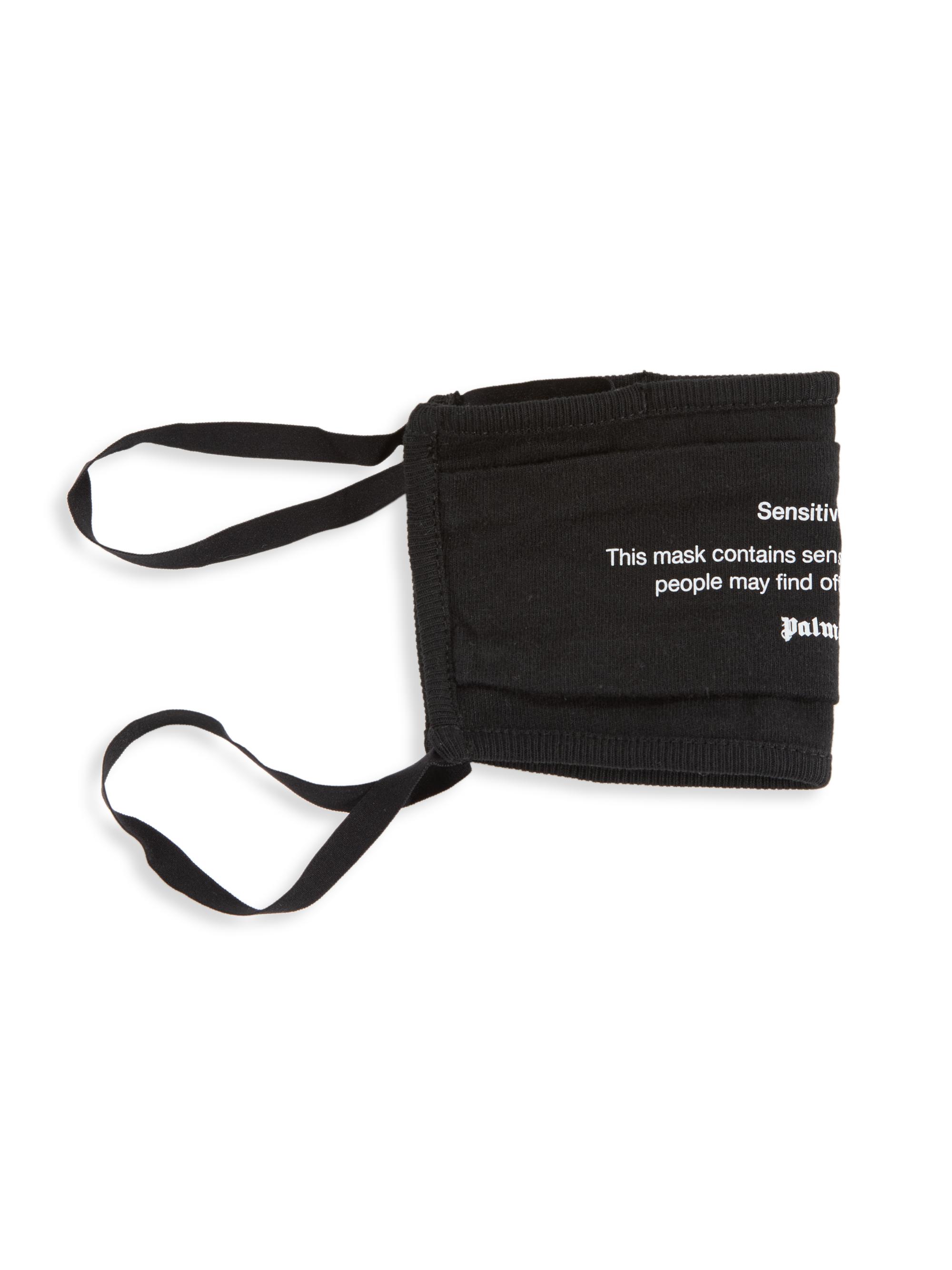 Click here for Palm Angels Warning-Print Face Mask - Black White prices