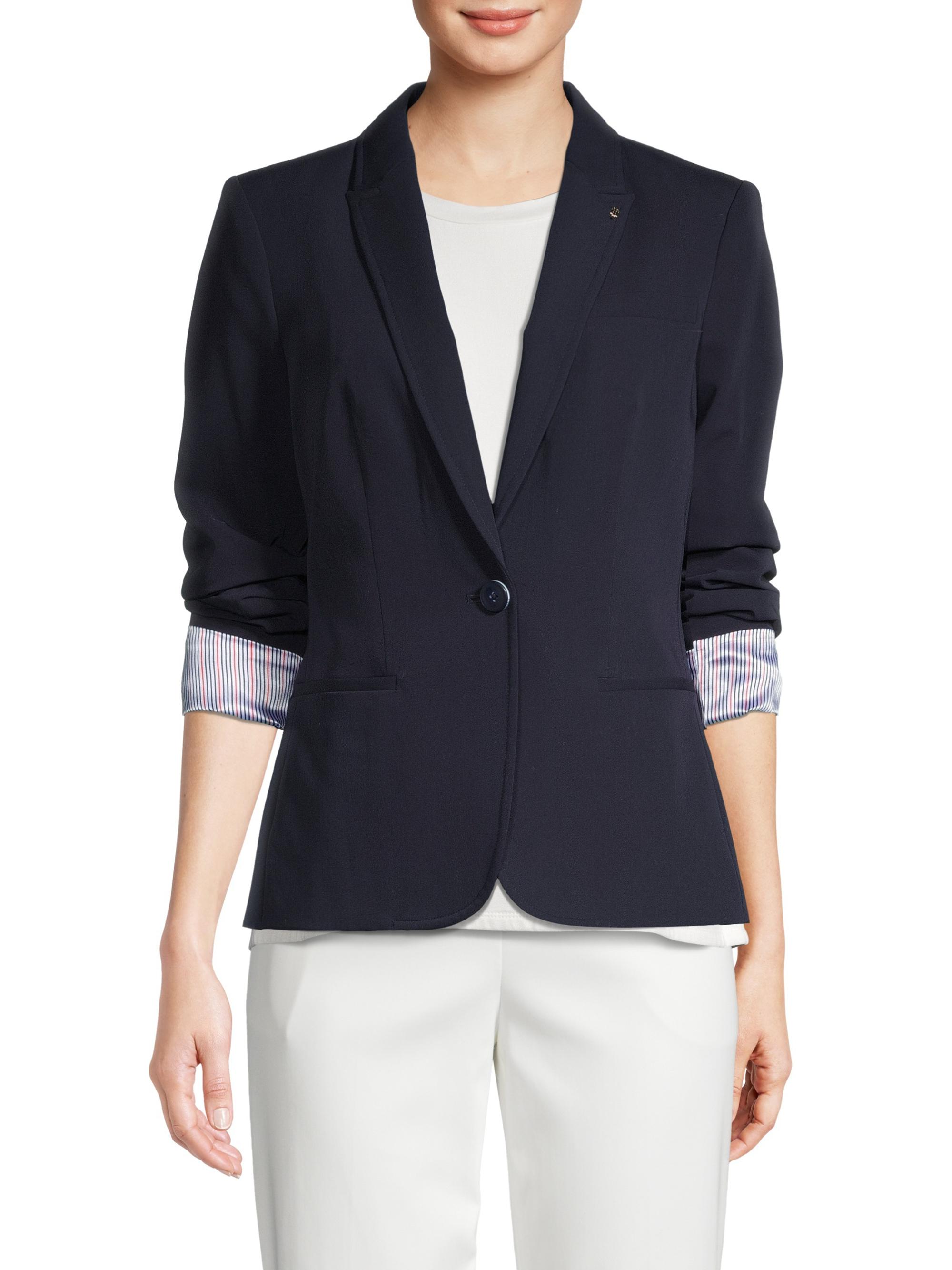 Womens Tommy Hilfiger One Button Long Blazer