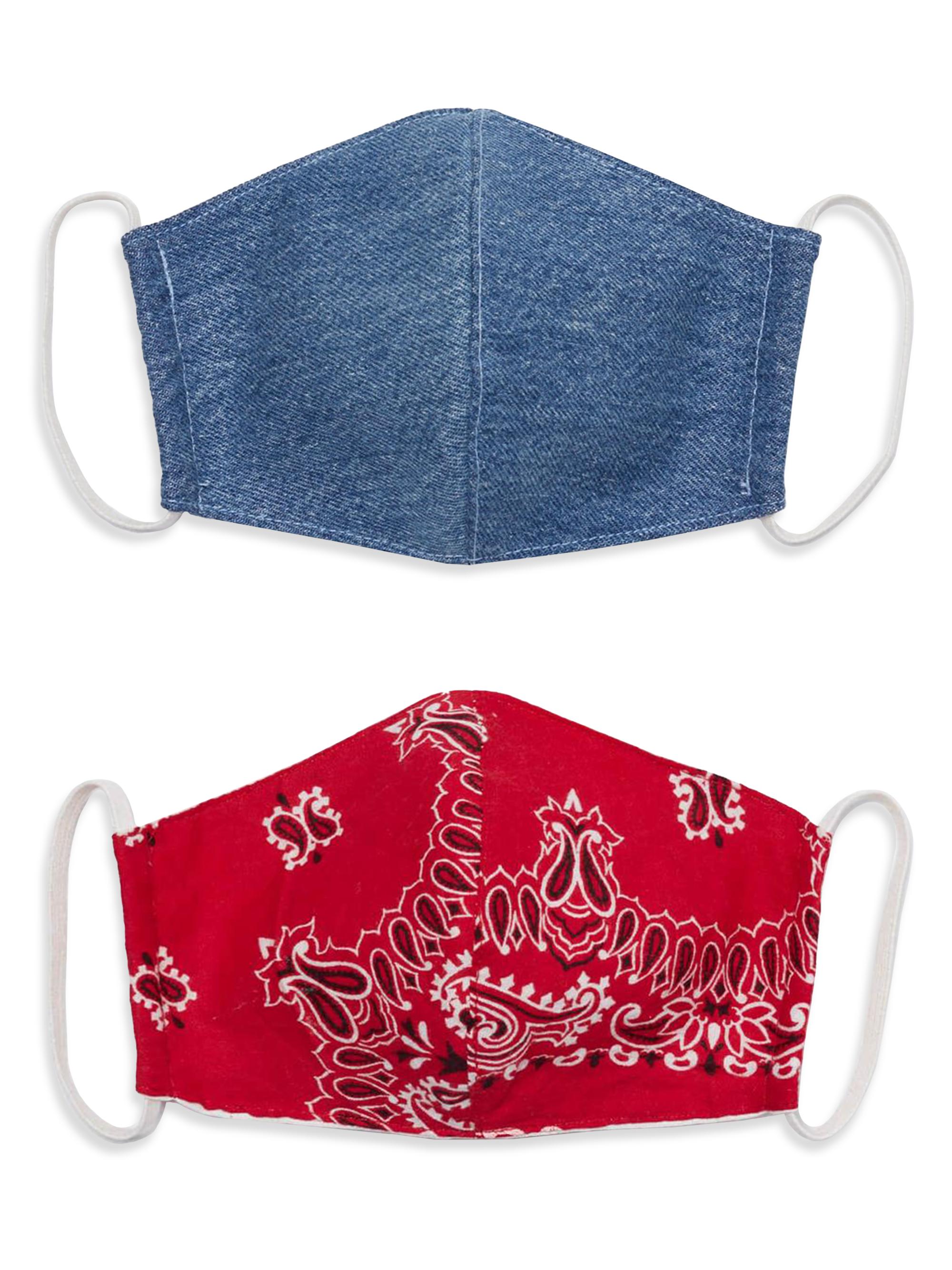 Click here for Re/Done 2-Pack Upcycled Denim & Bandana Face Masks... prices