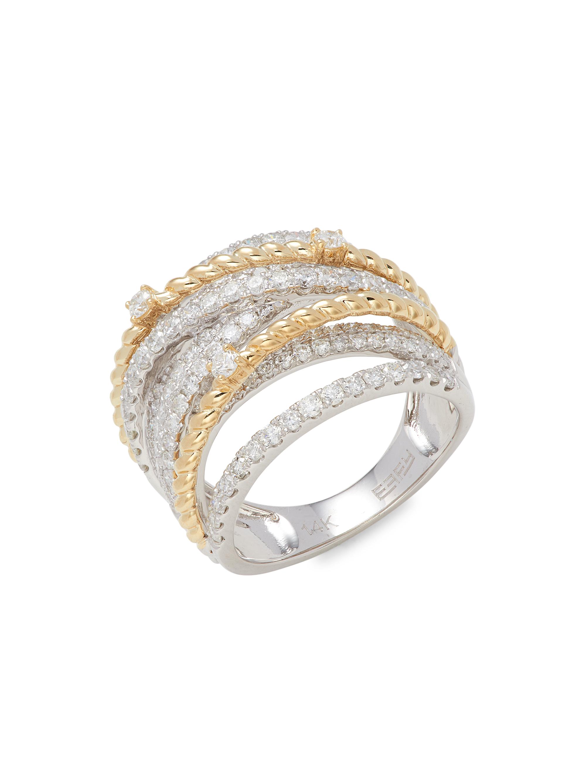 Click here for Effy Womens Two Tone 14K Gold & 1.88 TCW Diamond R... prices