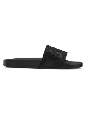 MCM Logo Group Leather Slide Sandals on SALE | Saks OFF 5TH