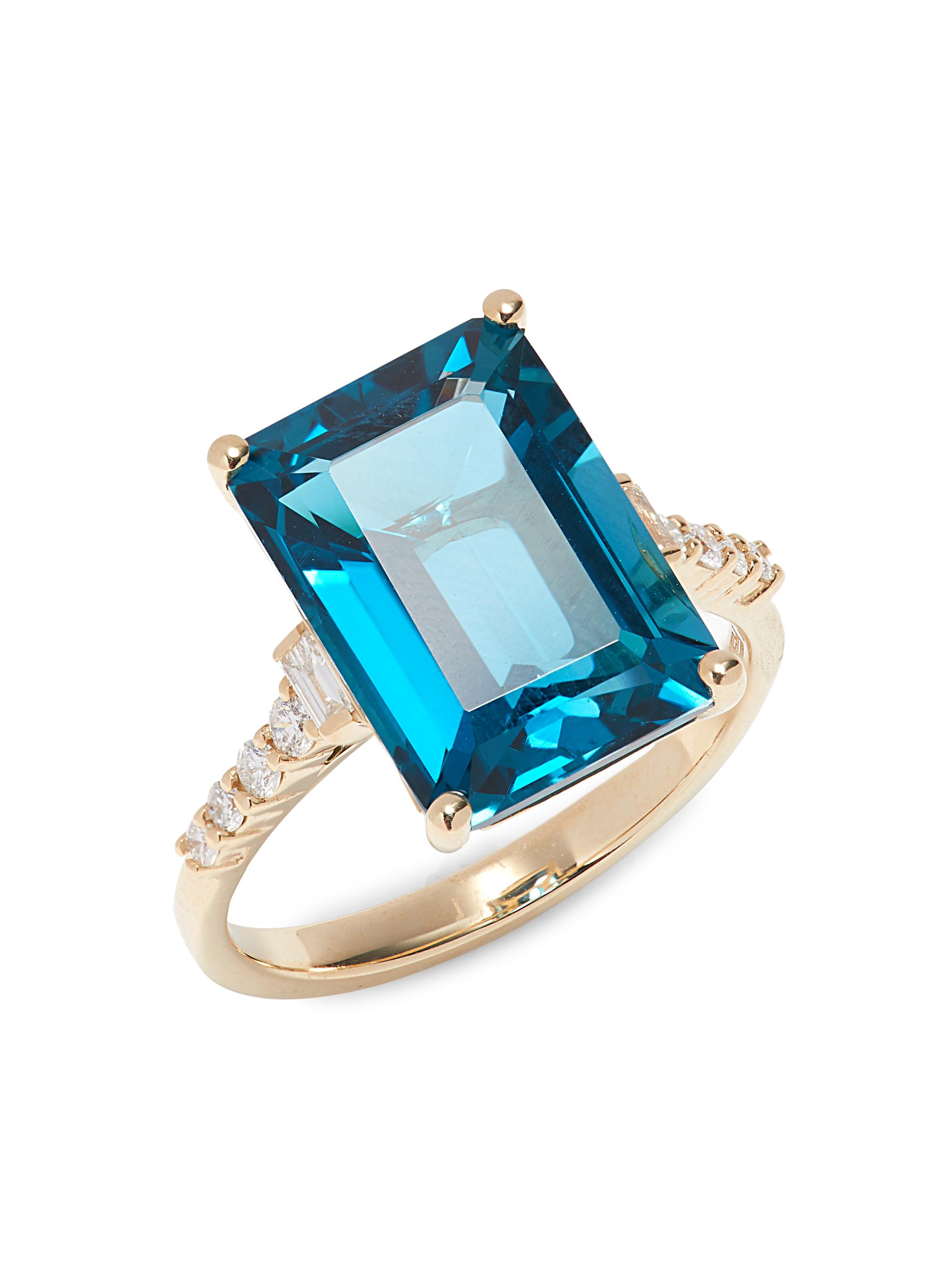 Click here for Effy Womens 14K Yellow Gold  London Blue Topaz & 0... prices