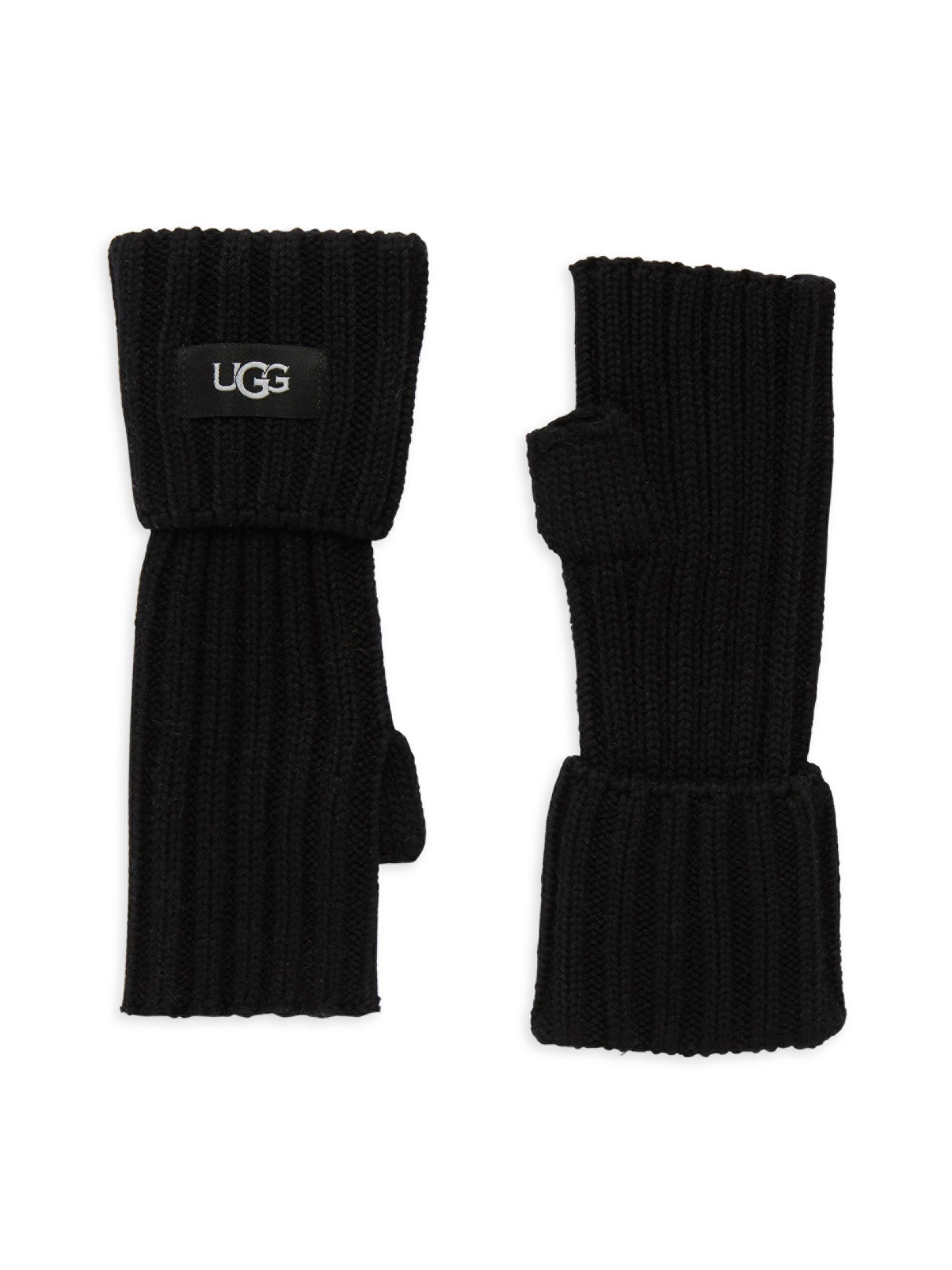 Click here for Ugg Womens Ribbed Fingerless Gloves - Black prices