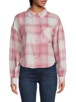 Sanctuary Bianca Puff Sleeve Flannel Shirt on SALE | Saks OFF 5TH