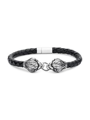 Eli Pebble Sterling Silver & Leather Braided Bracelet on SALE | Saks ...