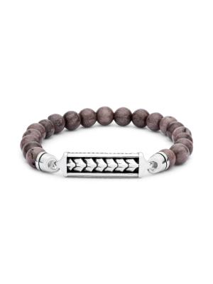 Eli Pebble Stainless Steel Bar & Purple Moonstone Stretch Bracelet on ...