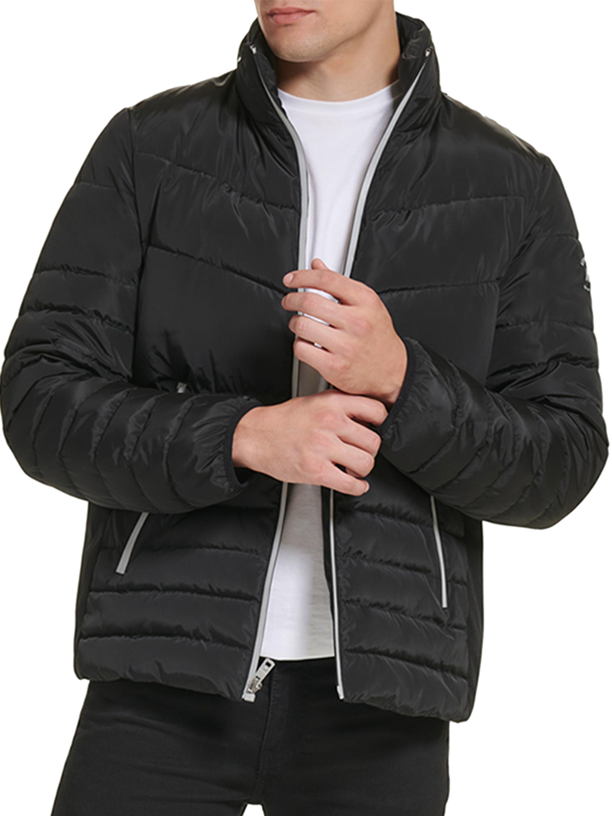 Click here for Kenneth Cole Mens Mixed Quilted Puffer Jacket - Bl... prices