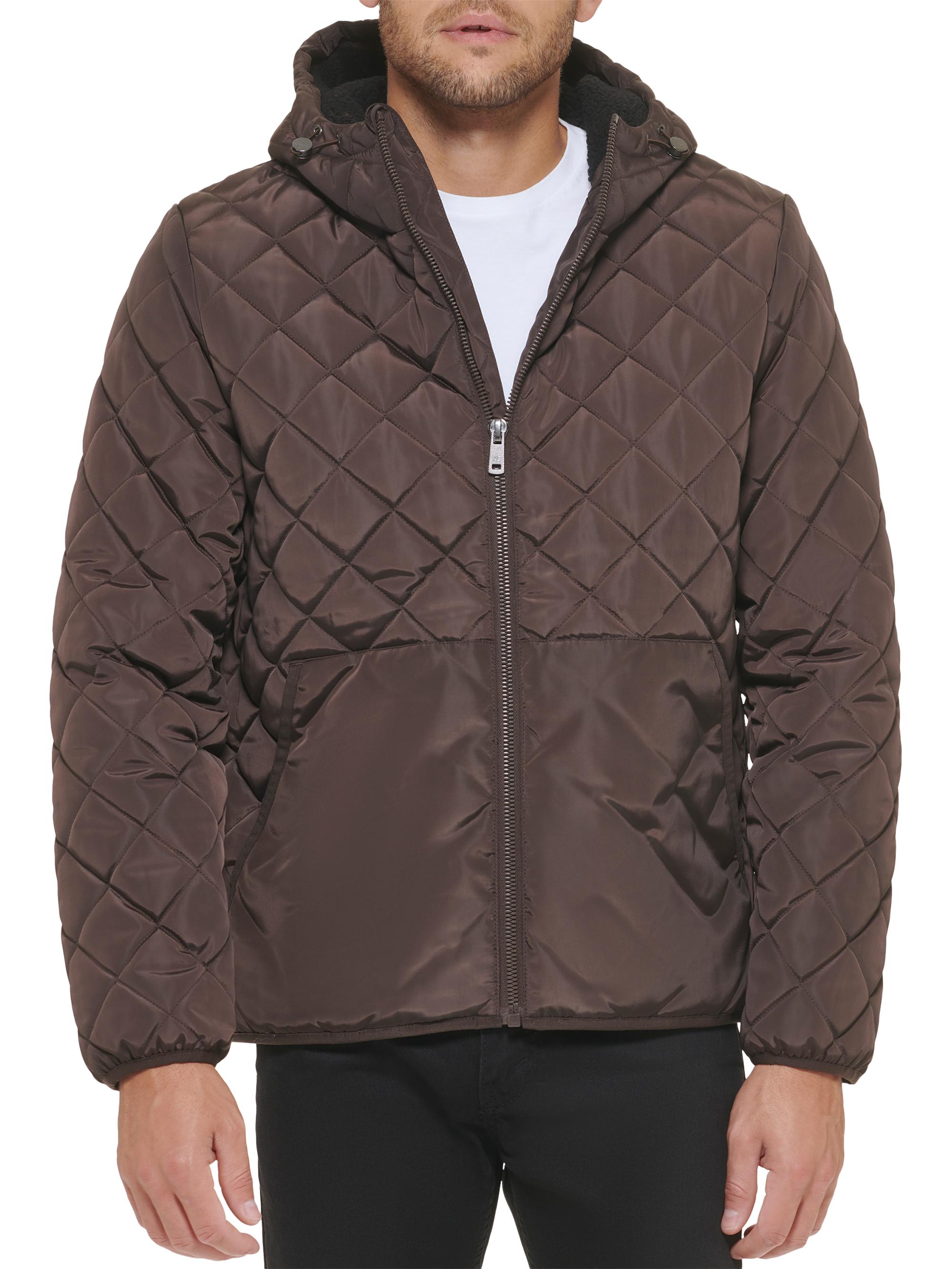 Click here for Kenneth Cole Mens Faux Shearling Hooded Puffer Jac... prices