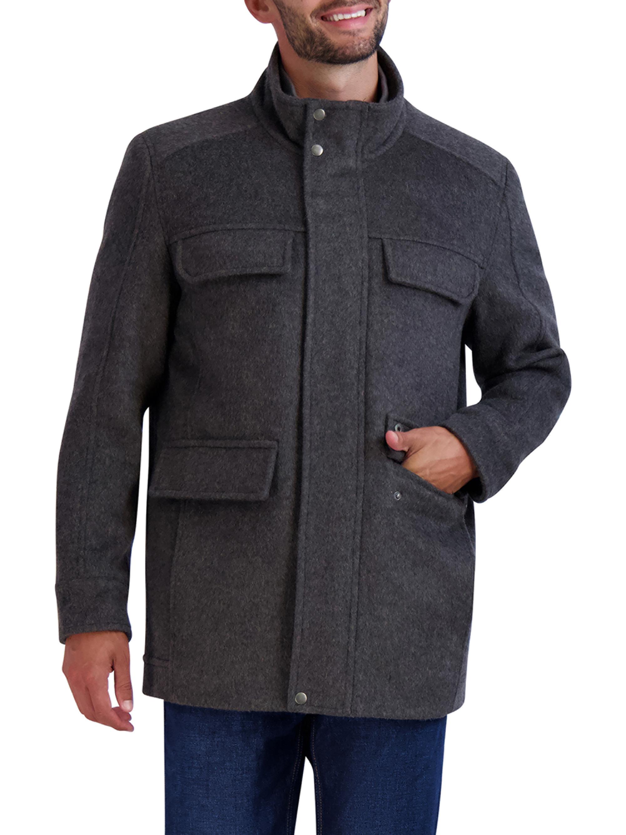 Click here for Cole Haan Mens Wool-Blend Regular Fit Coat - Grey... prices