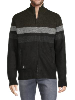 Point Zero by Maurice Benisti Textured Stripe Knit Zip Up Cardigan on ...