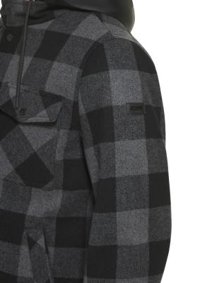 Guess 2-In-1 Buffalo Check Wool Hooded Shacket on SALE | Saks OFF 5TH