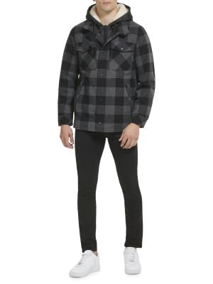 Guess 2-In-1 Buffalo Check Wool Hooded Shacket on SALE | Saks OFF 5TH