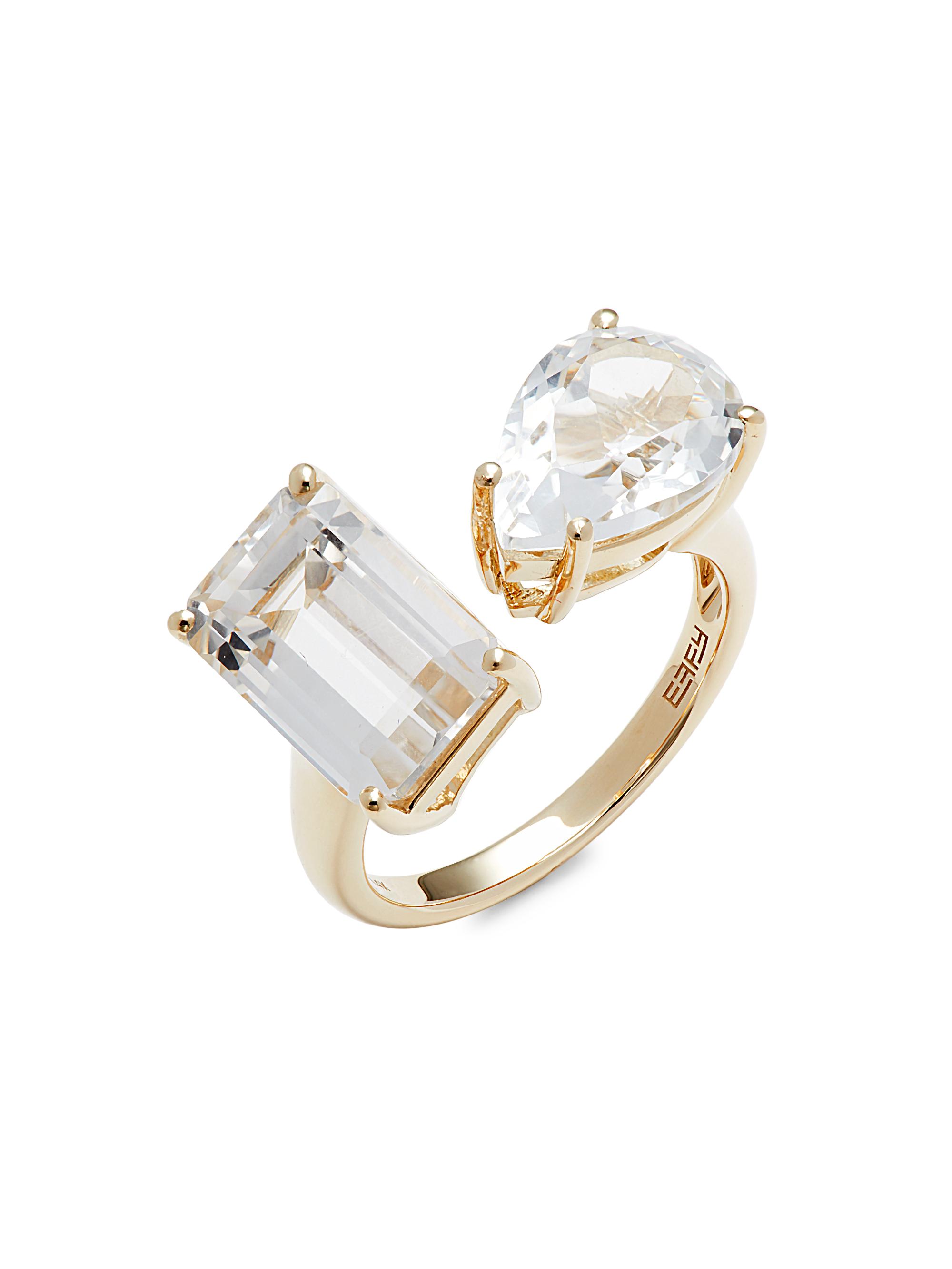 Click here for Effy Womens 14K Yellow Gold & White Topaz Ring - S... prices