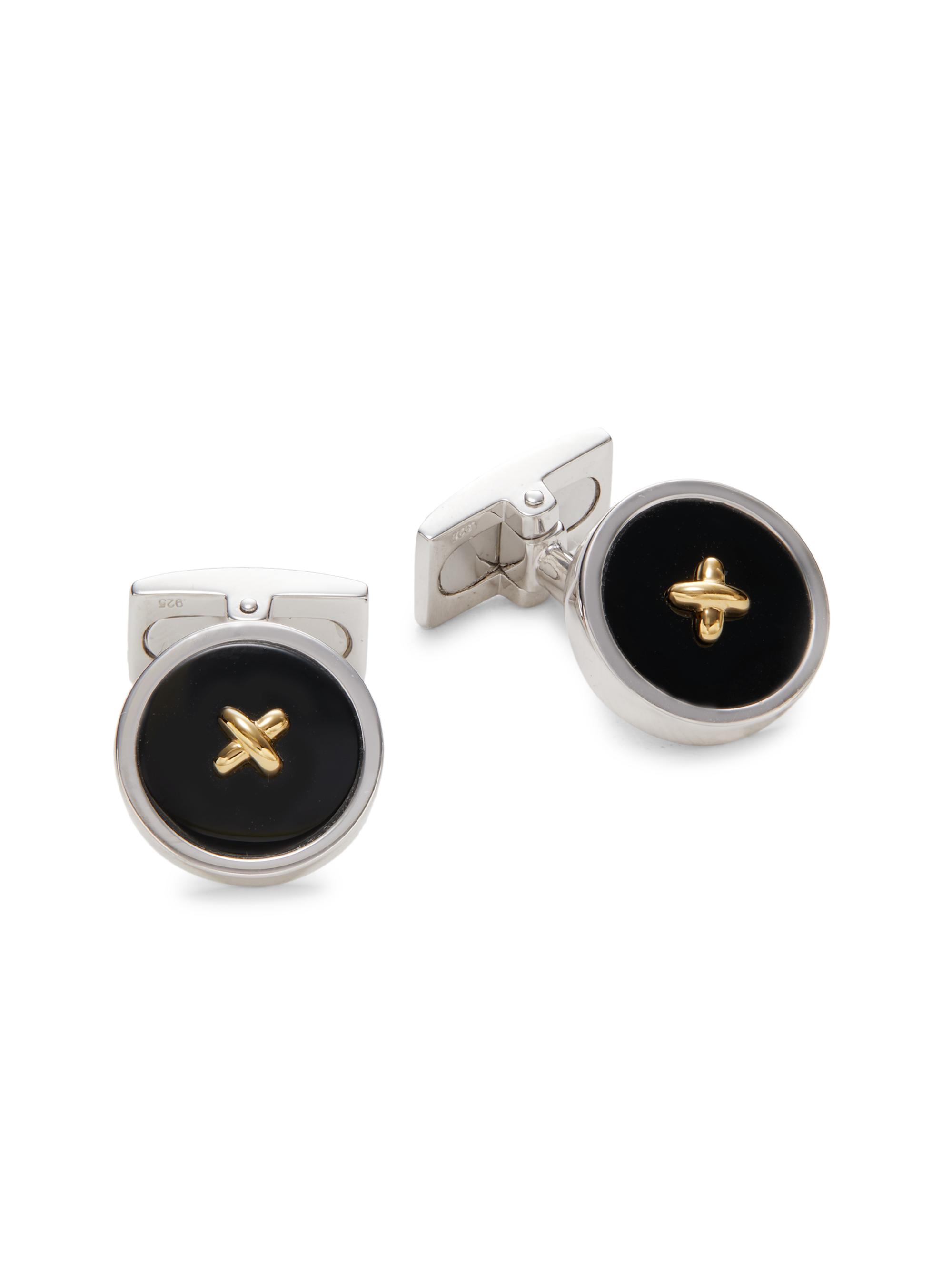 Click here for Effy Mens Sterling Silver  14K Yellow Gold & Onyx... prices