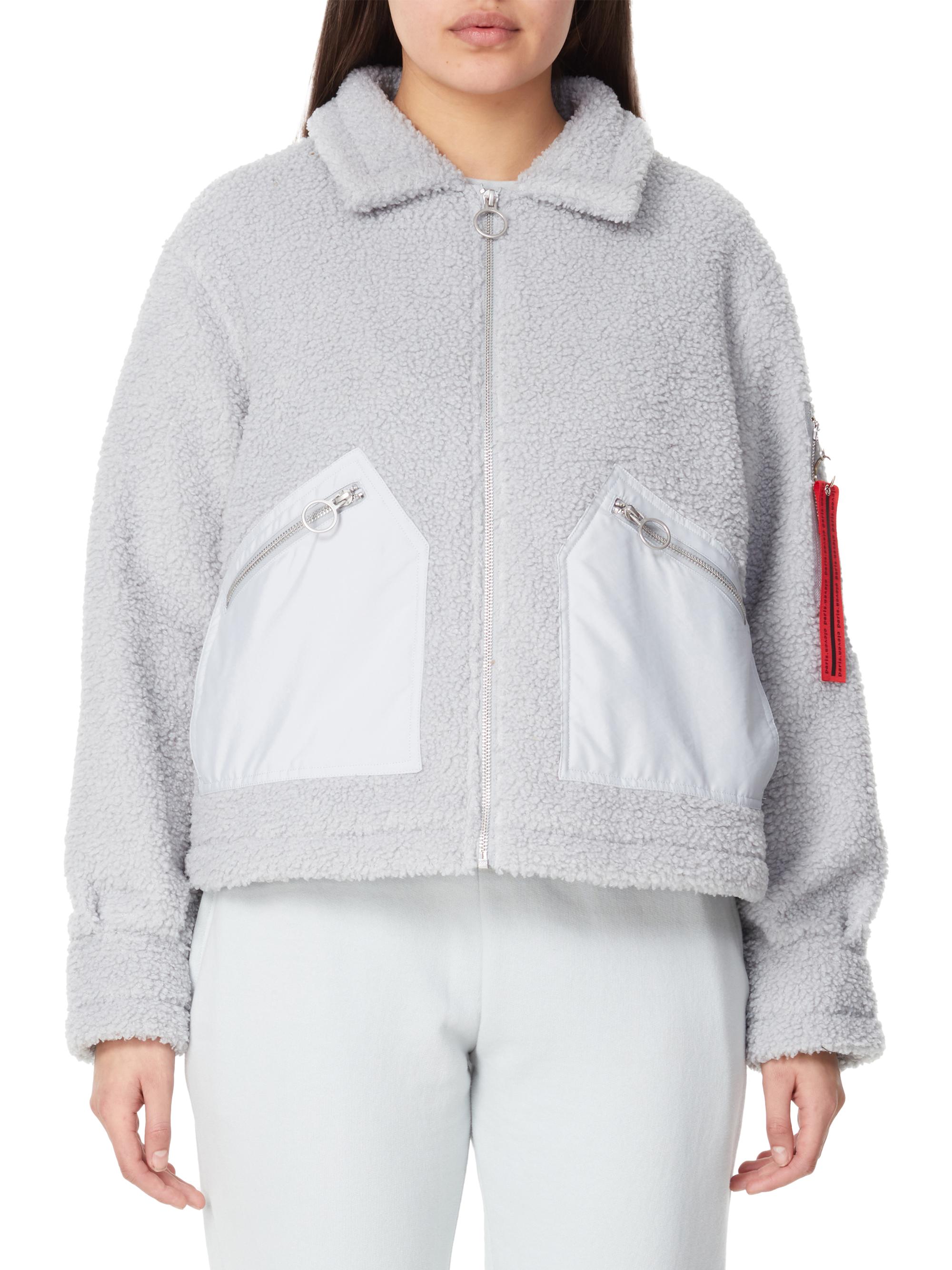 Click here for Eleven Paris Womens Fuzzy Collared Jacket - Ice Fl... prices